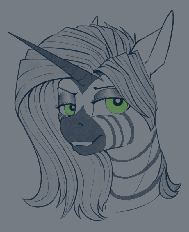 #3479473 - safe, artist:stray prey, oc, oc only, oc:forest glade, unicorn, zebra, horn, unicorn ...