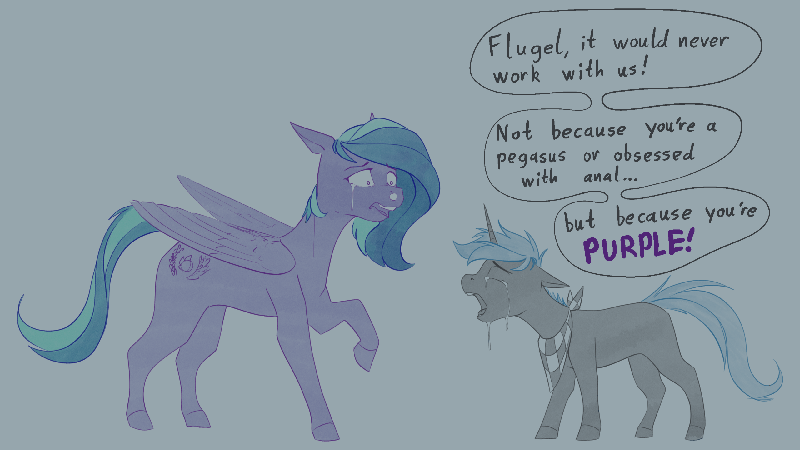 #3479479 - safe, artist:stray prey, oc, oc only, oc:flugel, oc:lucent, pegasus, pony, unicorn ...