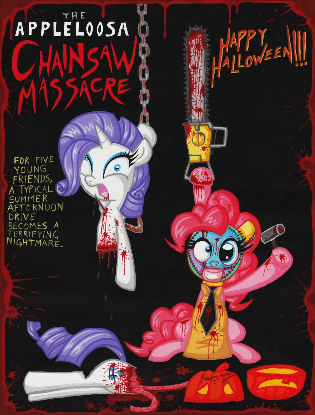 #3482522 - grimdark, grotesque, artist:rammzblood, pinkie pie, rarity ...