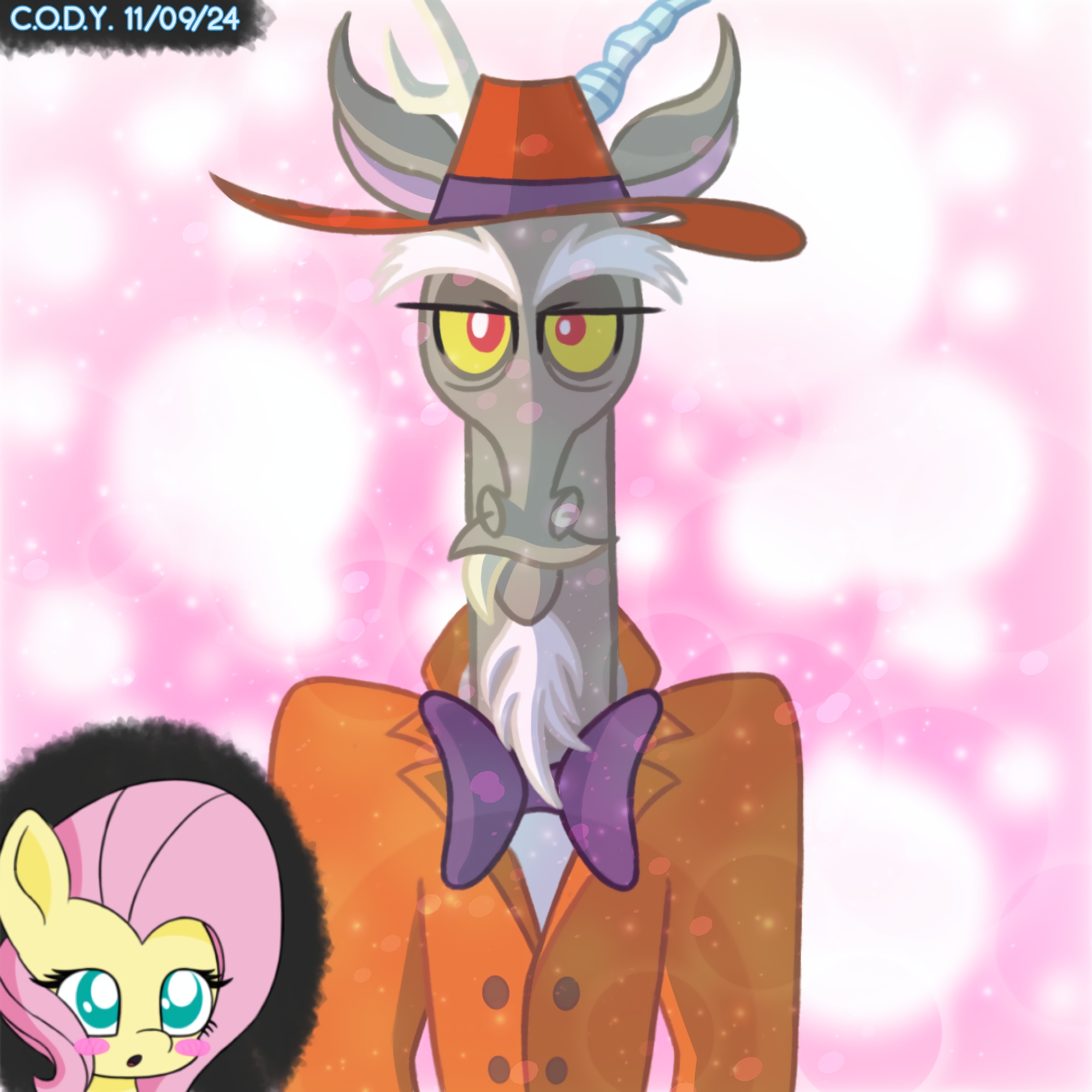 #3483994 - safe, artist:codenamekid, discord, fluttershy, draconequus ...