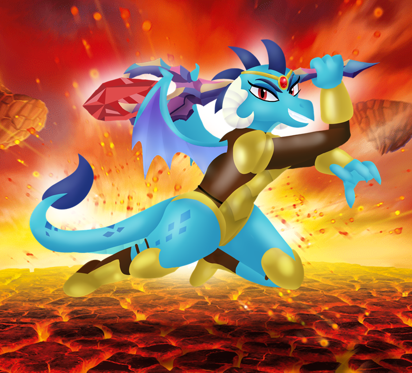 #3505204 - safe, artist:lightningstarsc, princess ember, dragon, g4, armor, bloodstone scepter ...