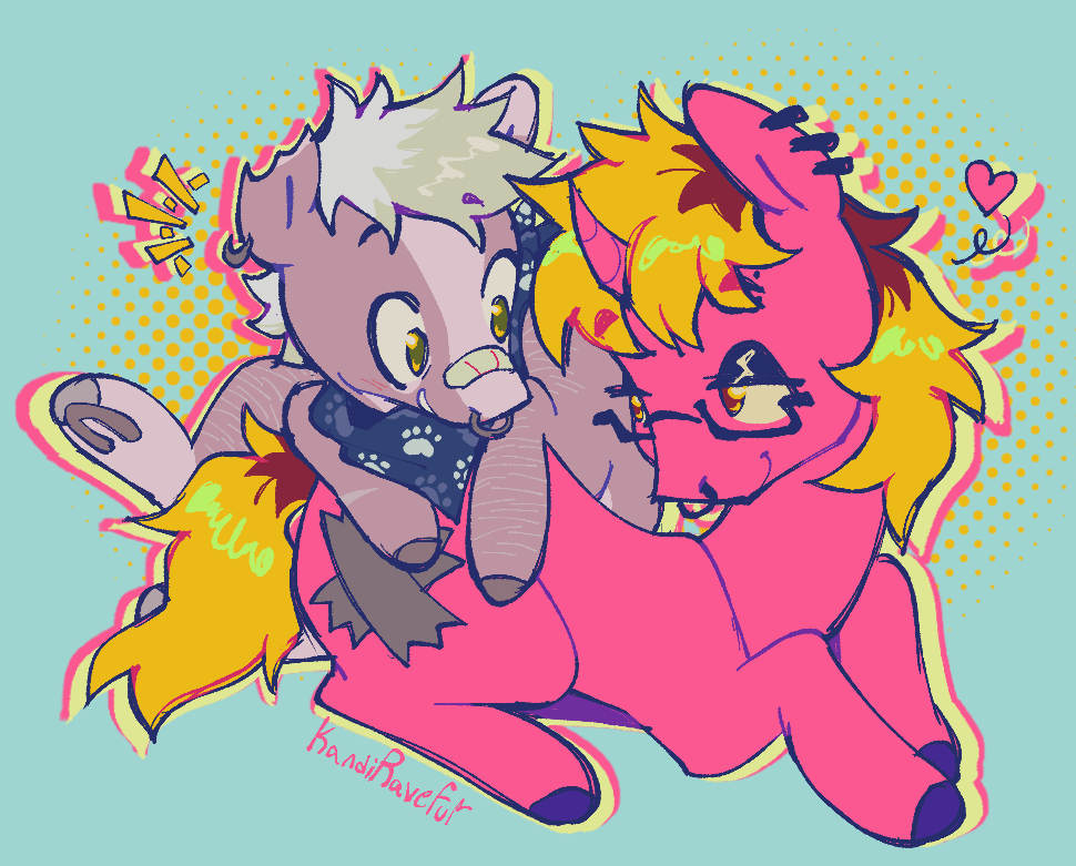 #3505511 - safe, artist:kenny, oc, oc only, oc:puppy paws, pony, unicorn, duo, horn, nose ...