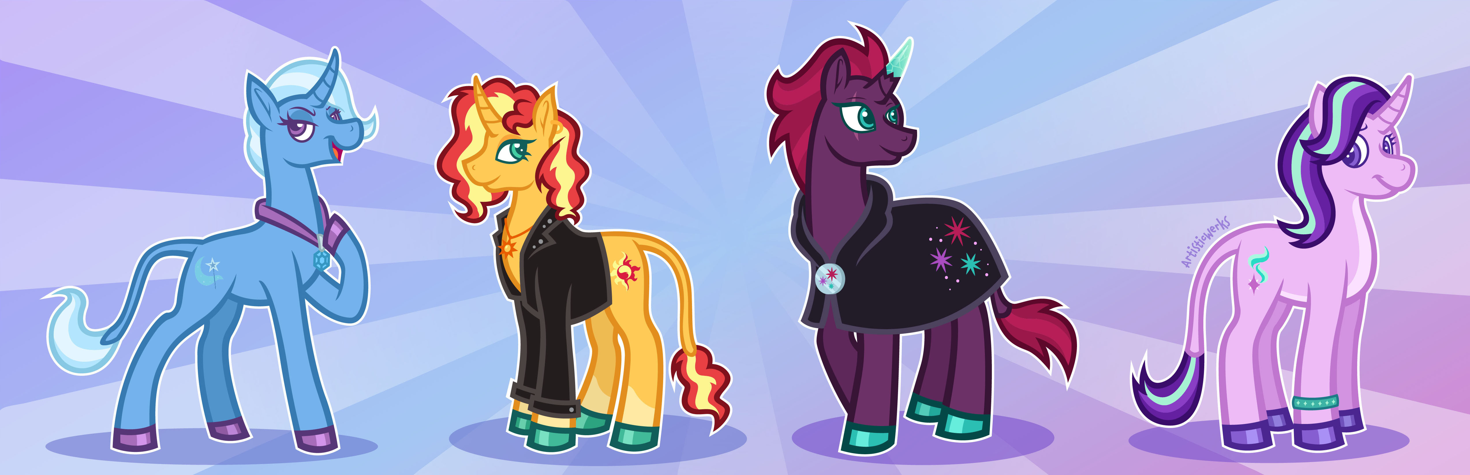 #3505590 - safe, artist:artisticwerks, starlight glimmer, sunset ...