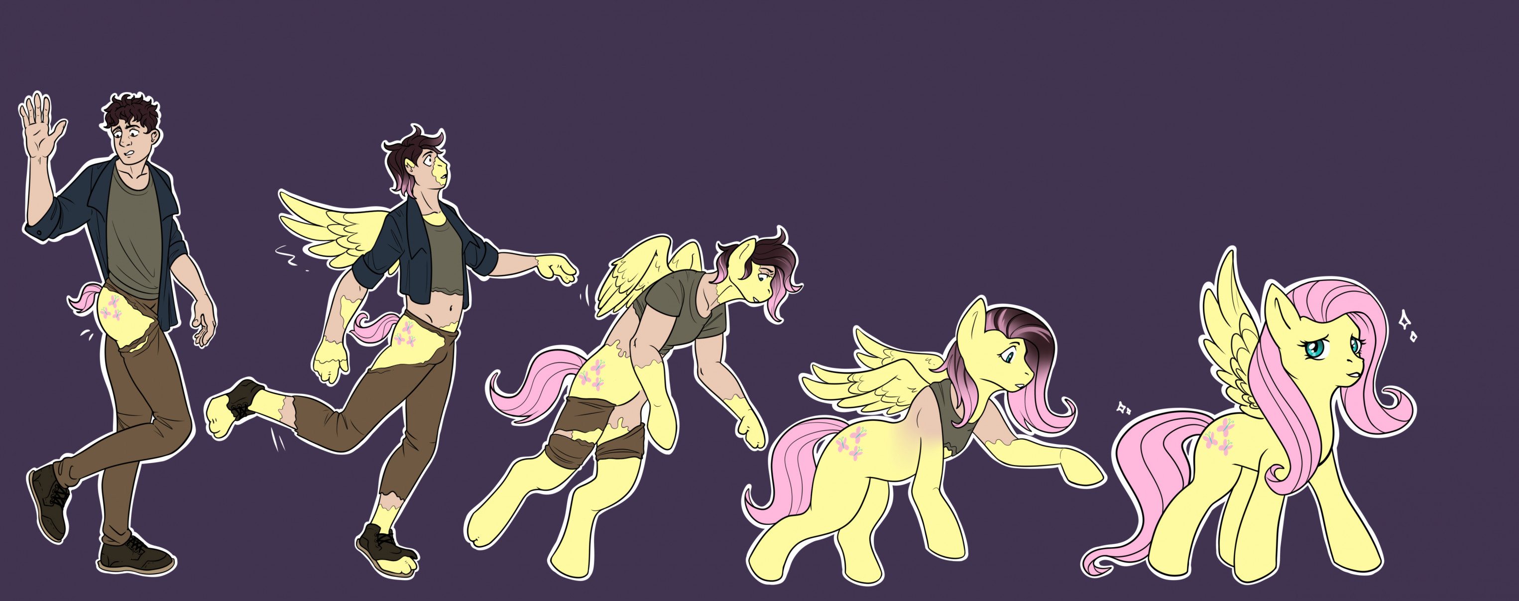 #3506744 - safe, artist:kiri-anko, fluttershy, human, pegasus, pony, g4, disappearing clothes ...