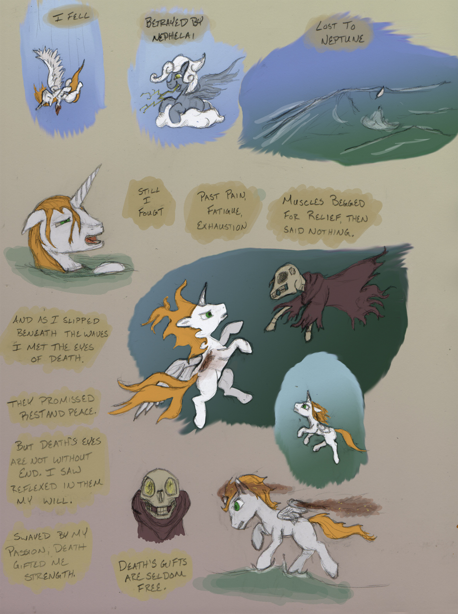 #3506921 - semi-grimdark, artist:jberg18, oc, alicorn, lich, pony, undead, atg 2013, broken horn ...