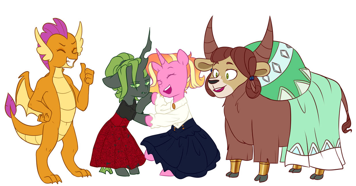 #3509330 - safe, artist:chub-wub, luster dawn, smolder, yona, oc, oc:wisteria, changeling ...