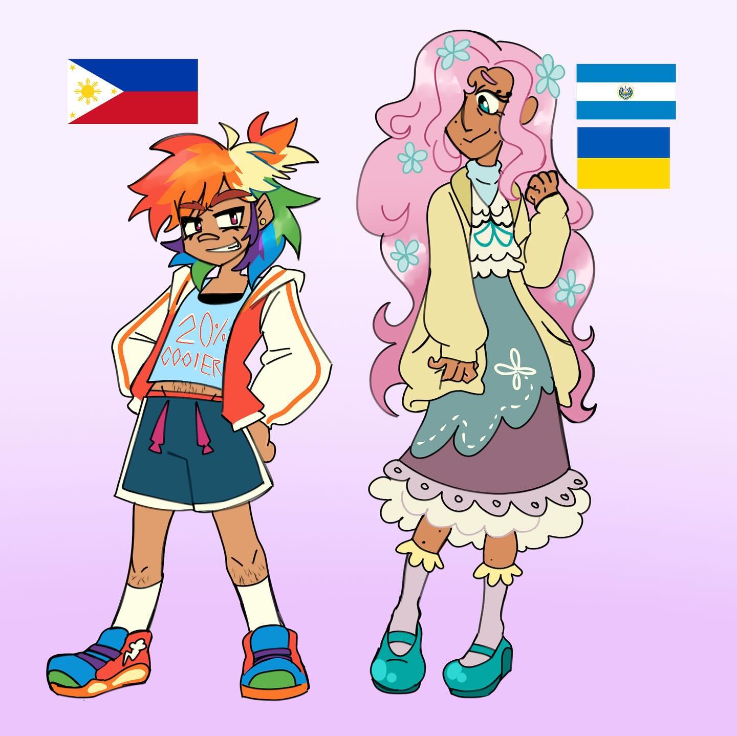 #3509969 - safe, artist:mysticc_mochi, fluttershy, rainbow dash, human ...