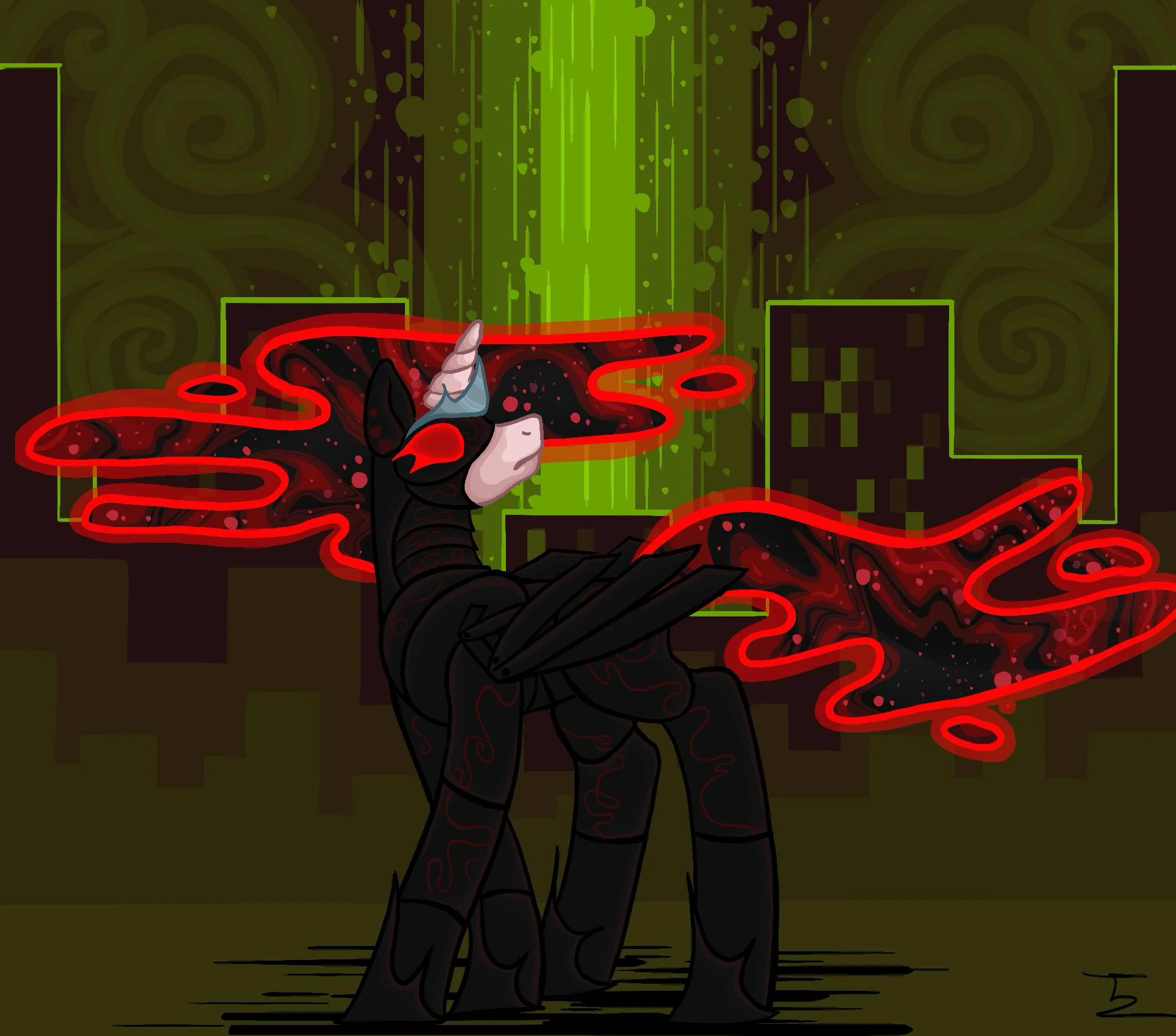 #3511504 - safe, artist:thegoodm1lk, oc, oc only, oc:cognitum, cyborg, pony, fallout equestria ...