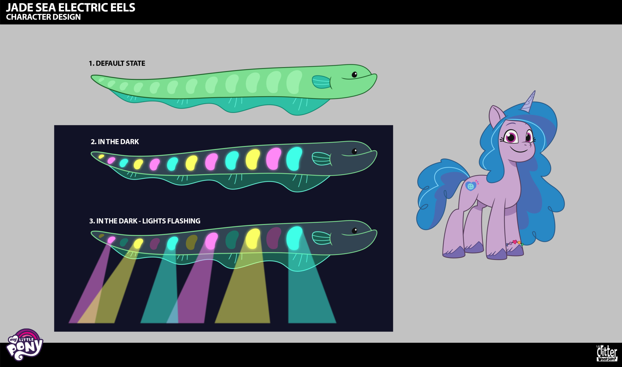 #3512099 - safe, lil critter workshop, izzy moonbow, eel, pony, unicorn ...