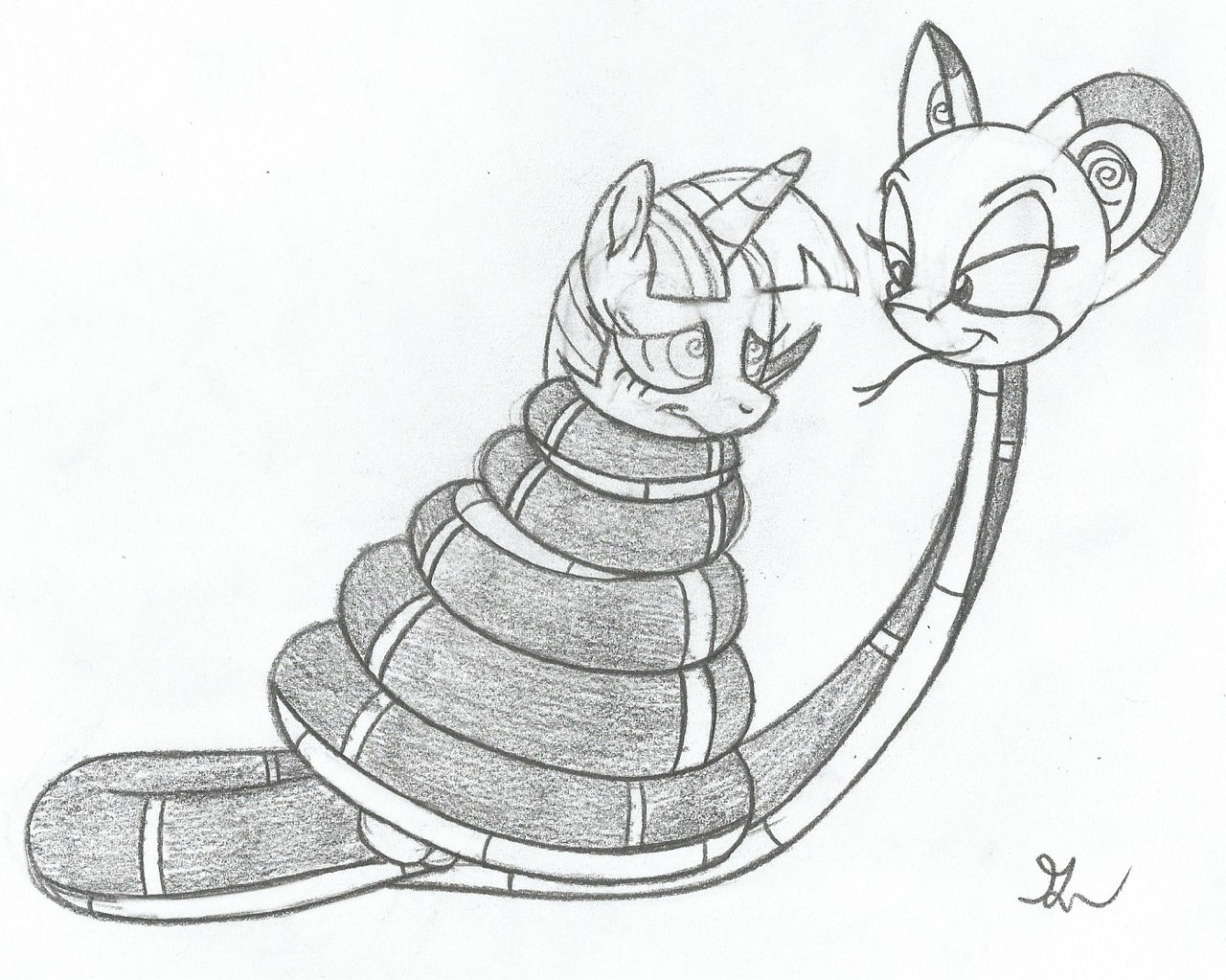 #3513851 - safe, artist:lol20, twilight sparkle, oc, oc:coral the cobra, alicorn, cobra, pony ...