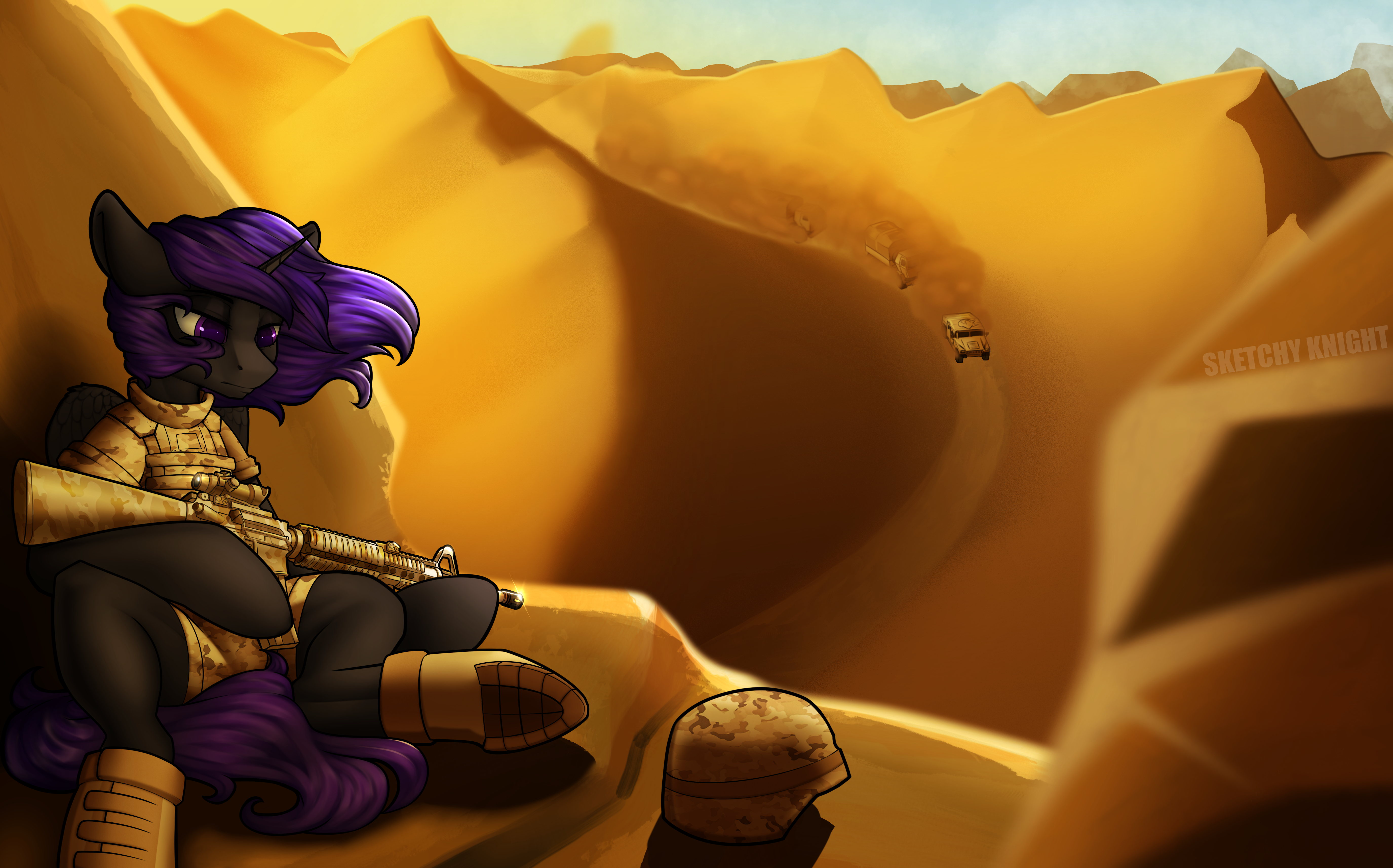 #3515224 - safe, artist:sketchy knight, oc, oc:midnight moonbeam, alicorn, pony, armor, army ...