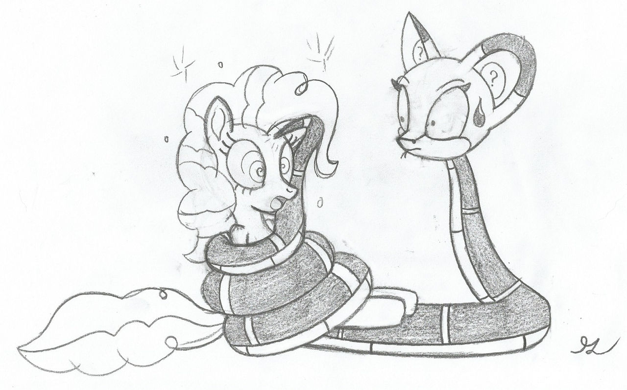 #3515544 - safe, artist:lol20, pinkie pie, oc, oc:coral the cobra ...