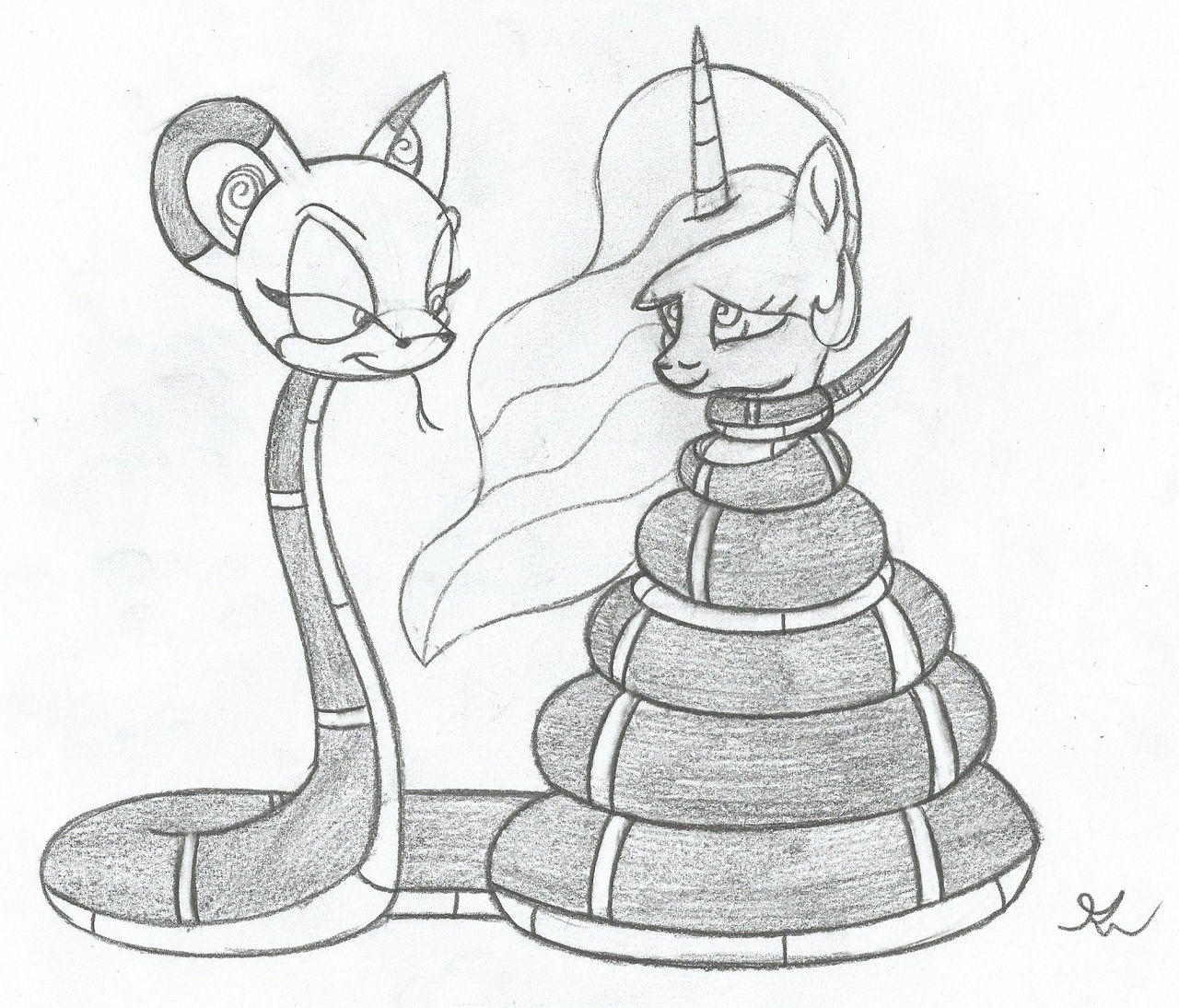 #3518437 - safe, artist:lol20, princess celestia, oc, oc:coral the ...