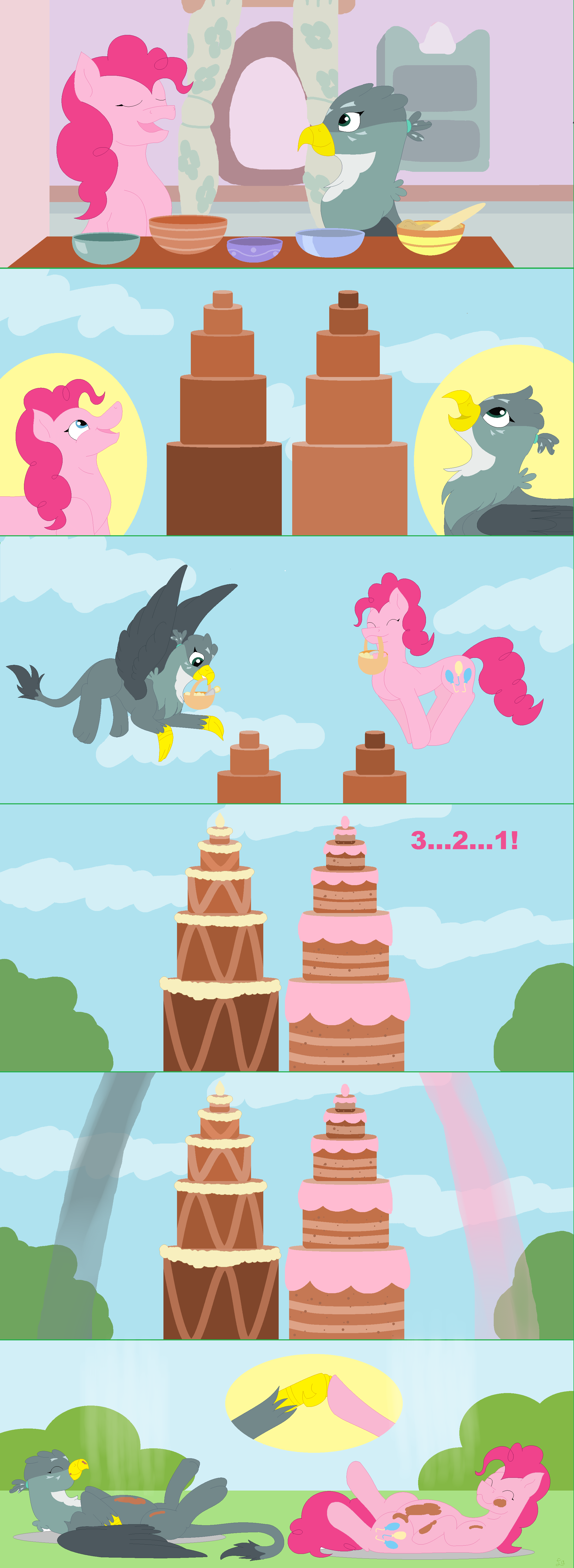 #3501929 - safe, artist:funny-arts, part of a set, gabby, pinkie pie ...