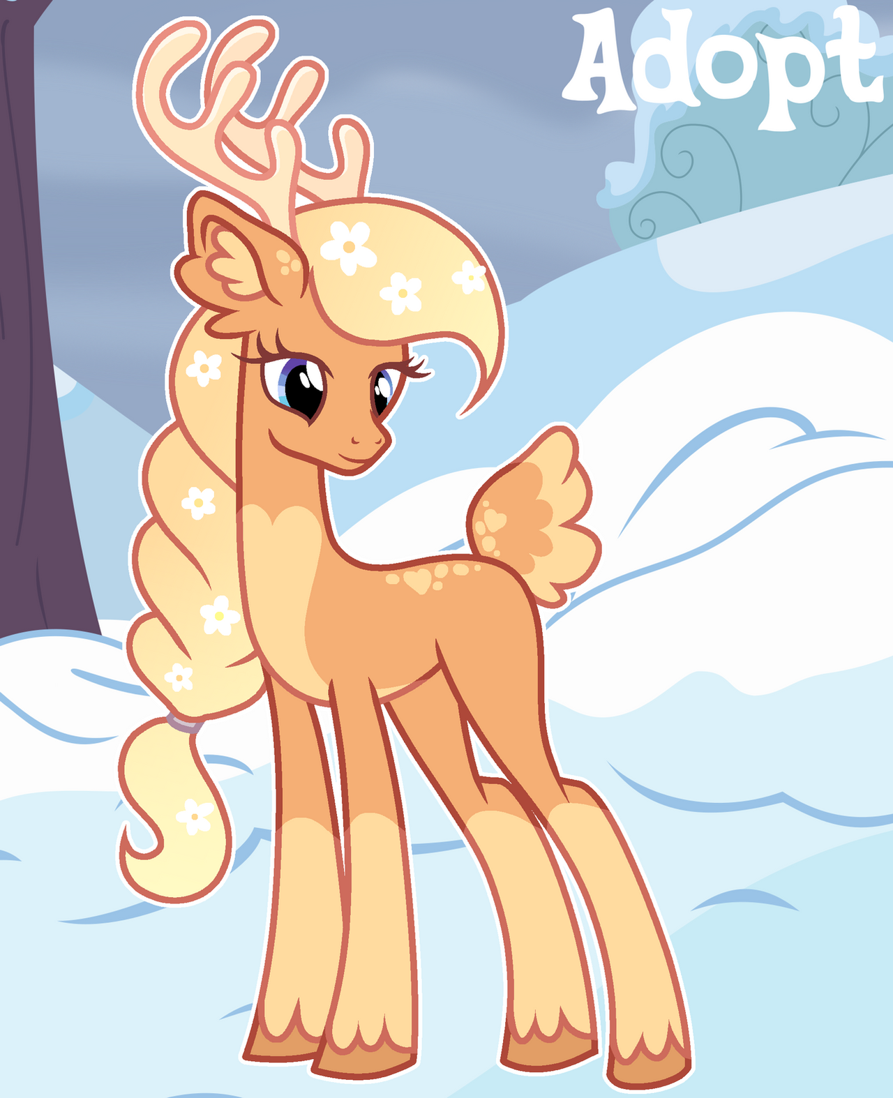 #3502875 - safe, artist:vi45, oc, deer, reindeer, concave belly, female, slender, snow, solo ...