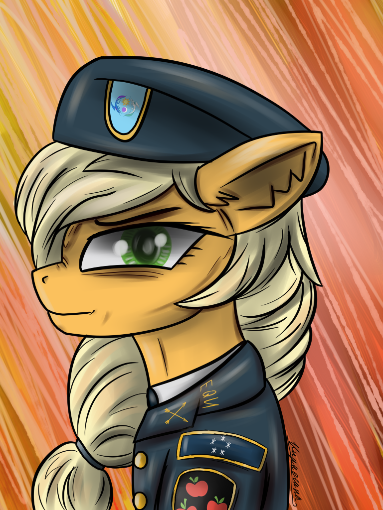 #3300086 - safe, artist:kirieshka, applejack, earth pony, pony, equestria at war mod, g4, braid ...