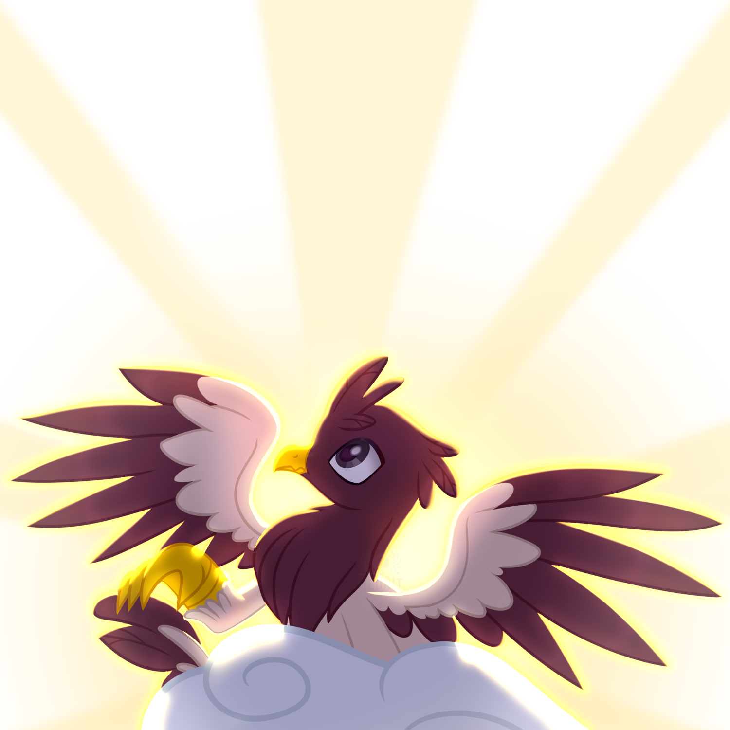 #3303092 - safe, artist:medkit, oc, oc only, unnamed oc, griffon, backlighting, base used, beak ...
