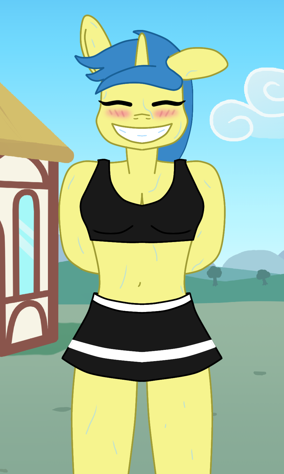 3294834 Safe Artistfarhan1250 Oc Ocstarlightmelody Unicorn Anthro Belly Button