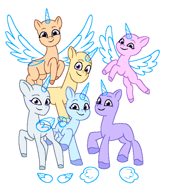 #3322205 - safe, artist:dazzle, g5, base, female, group, horn, male ...