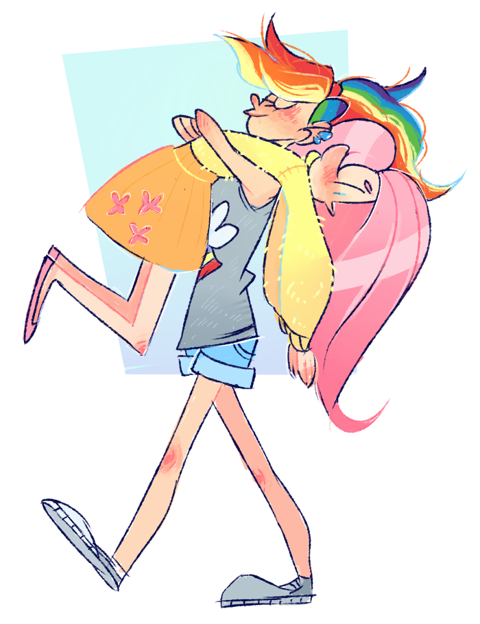 #3327271 - safe, artist:doctorped, fluttershy, rainbow dash, human ...