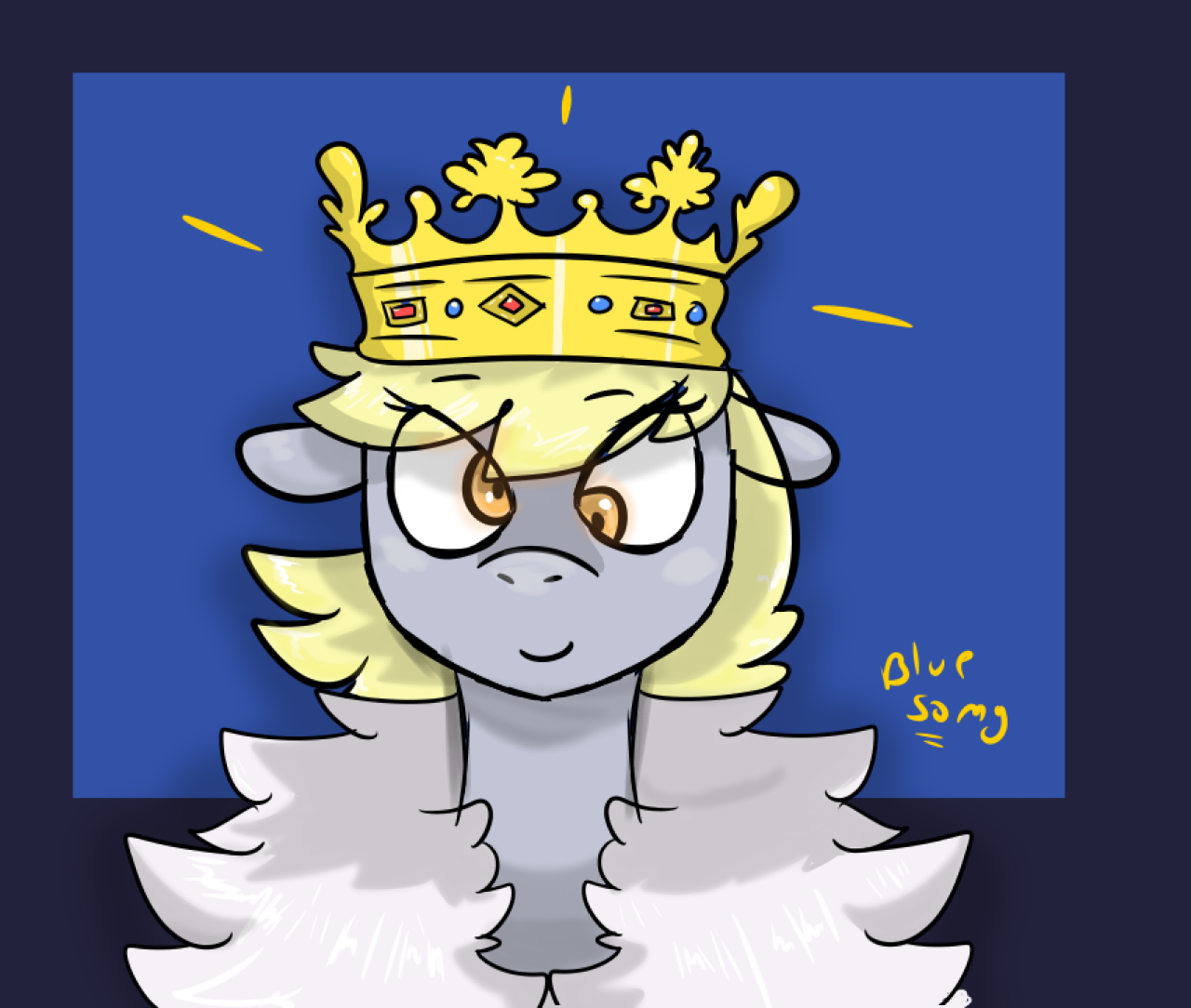 #3328792 - safe, artist:azulejo, derpy hooves, pony, g4, bust, crown ...