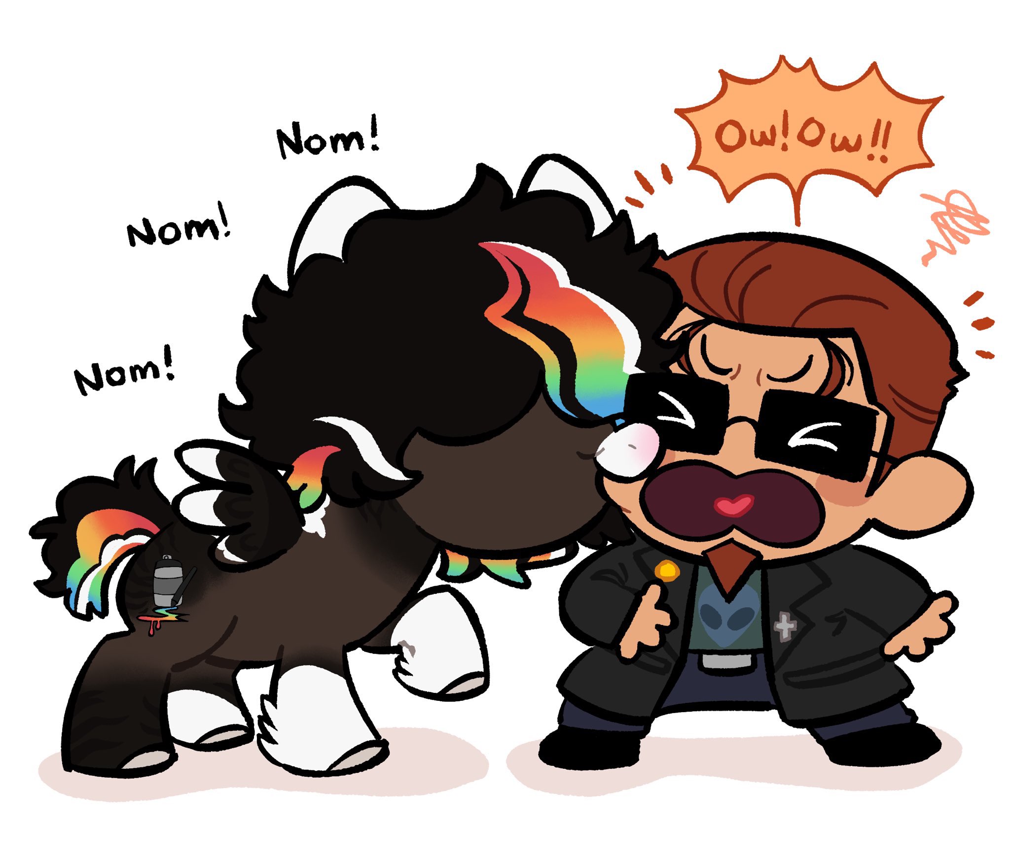 #3330118 - safe, artist:spicykfcchicken, oc, oc:mischief hooves, human ...