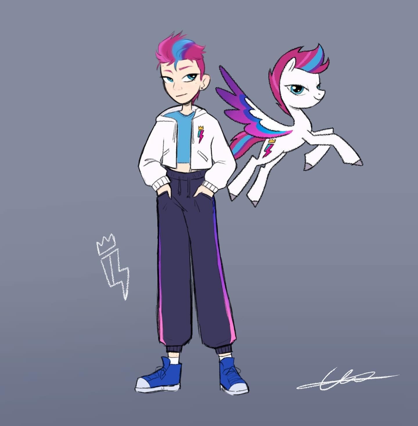 #3330828 - safe, artist:carolina_art, zipp storm, human, pony, g5 ...