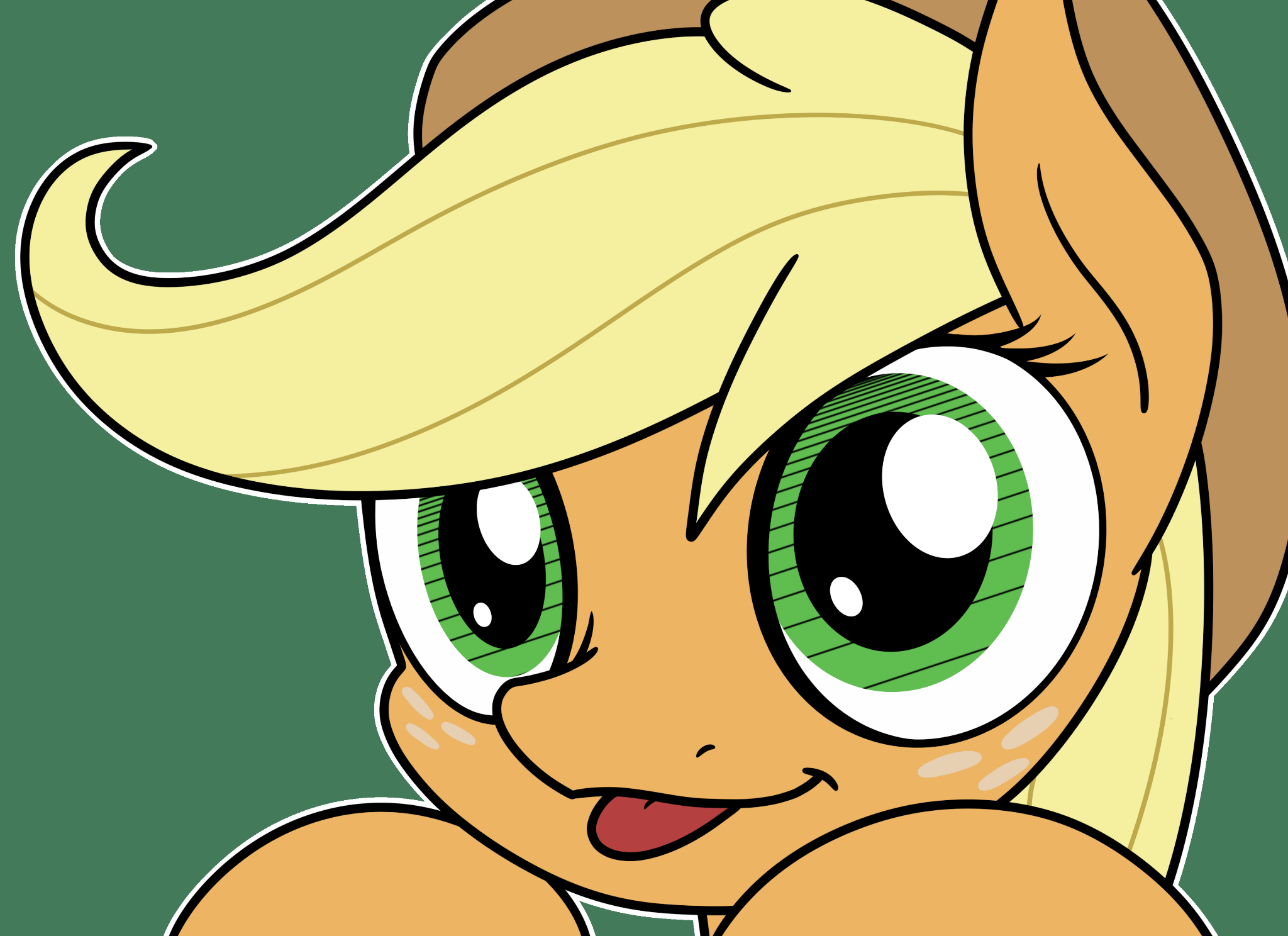 #3332203 - safe, artist:ewoudcponies, applejack, earth pony, pony, g4, :p, cute, female, green ...