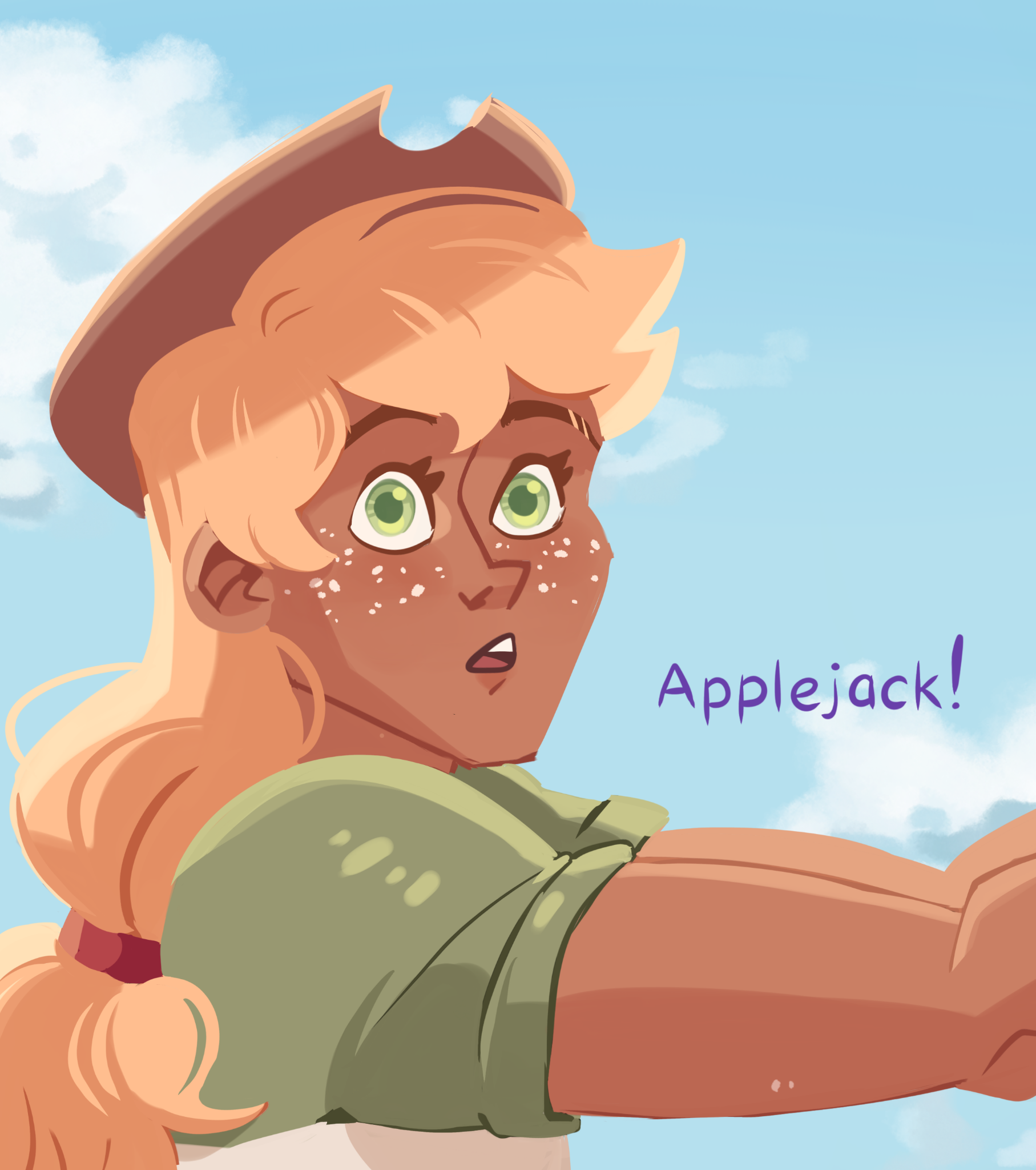 #3317736 - safe, artist:irisikiki, applejack, human, g4, bust, colored ...