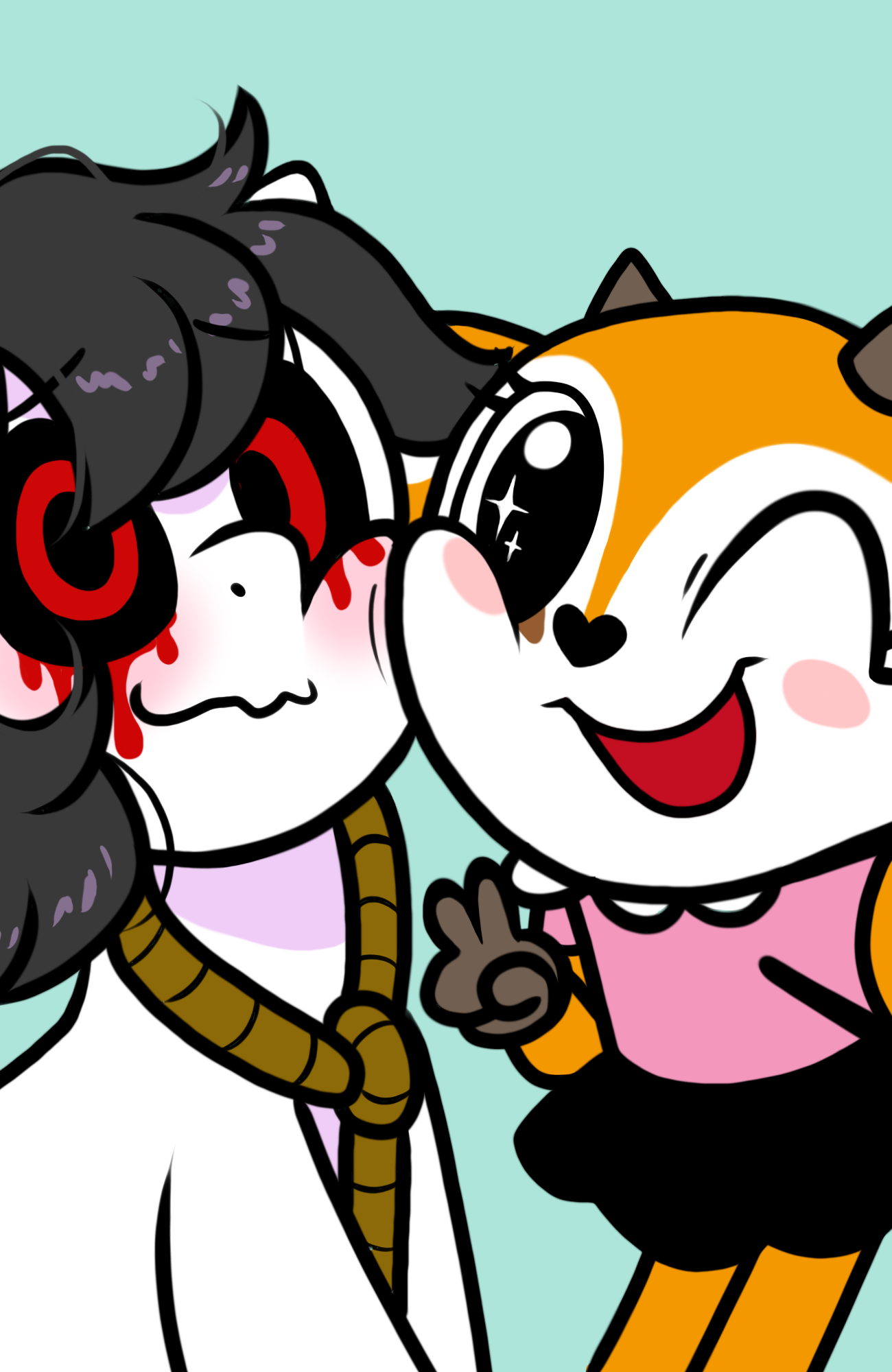 #3317814 - safe, artist:paperbagpony, oc, oc:black fox, aggretsuko ...