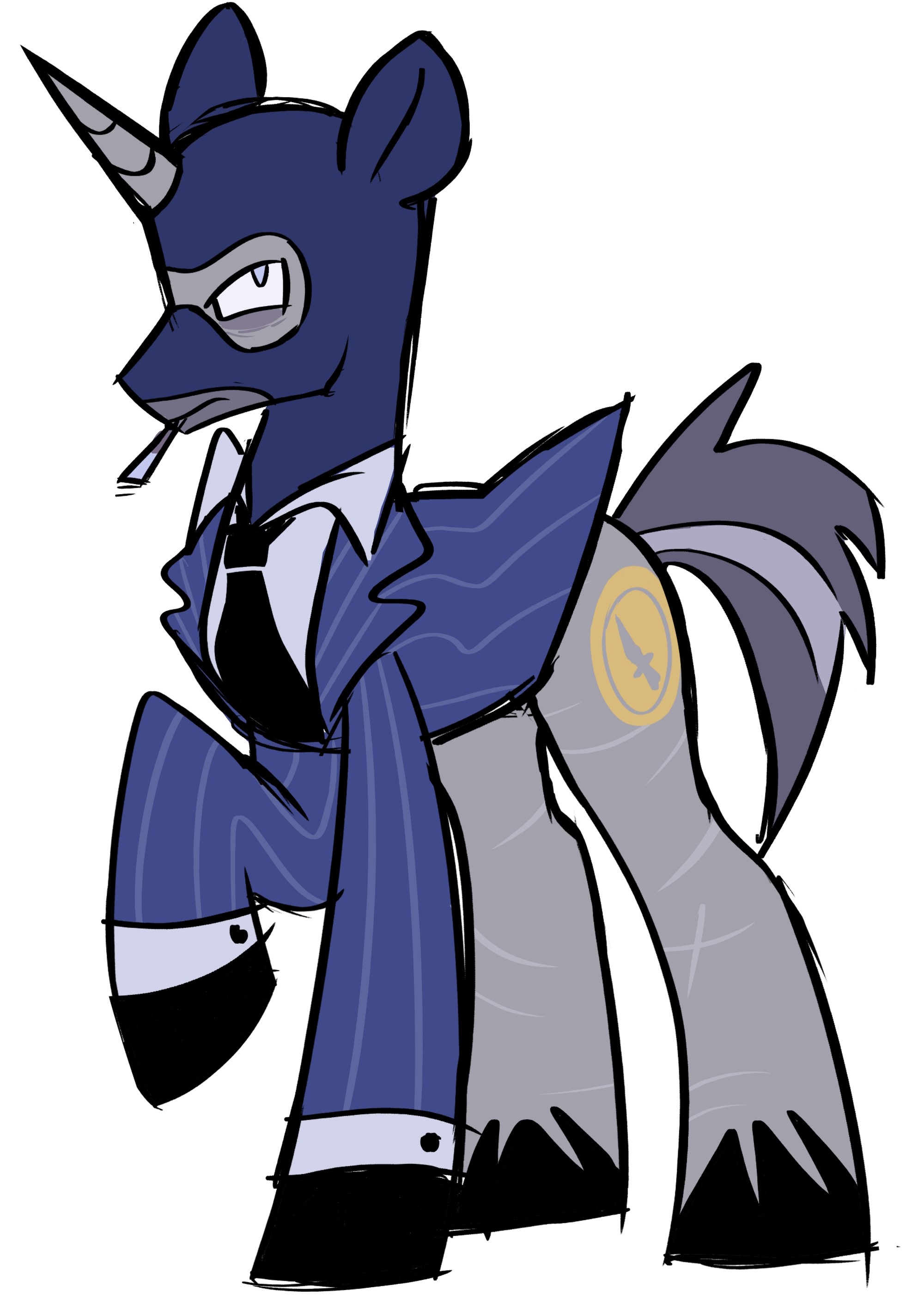 #3341699 - safe, artist:k0br4, pony, unicorn, cigarette, clothes, crossover, horn, mask ...