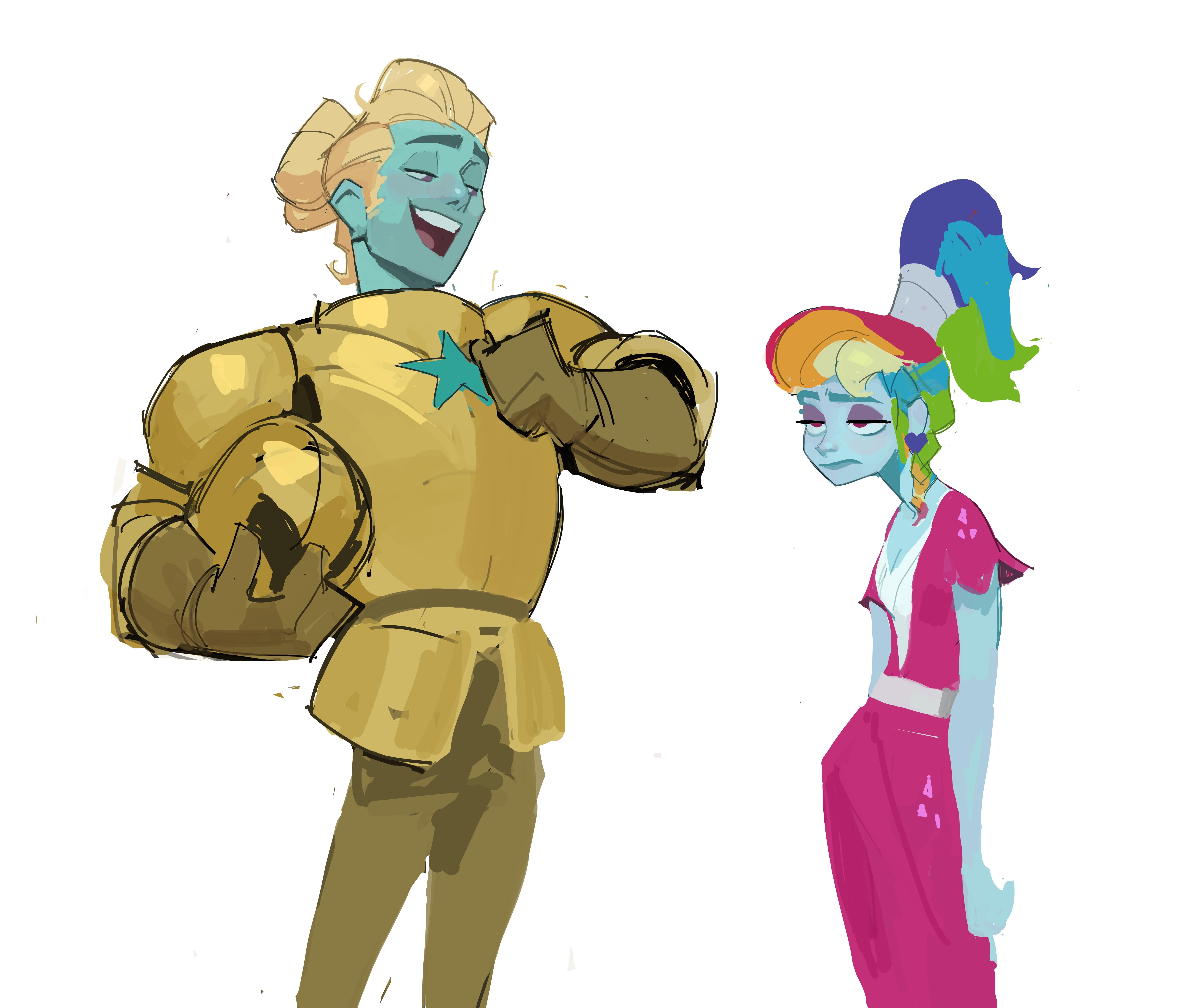 #3335623 - safe, artist:hyung7754, rainbow dash, zephyr breeze, human ...