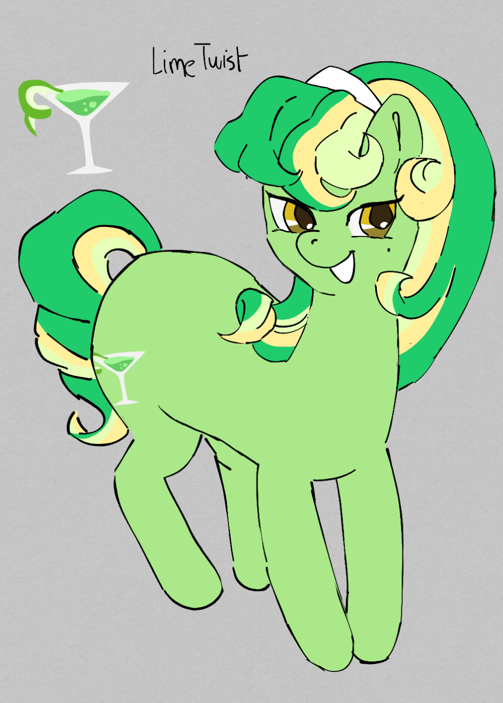 #3348596 - safe, oc, oc only, oc:lime twist, earth pony, curly hair, earth pony oc, female, gray ...
