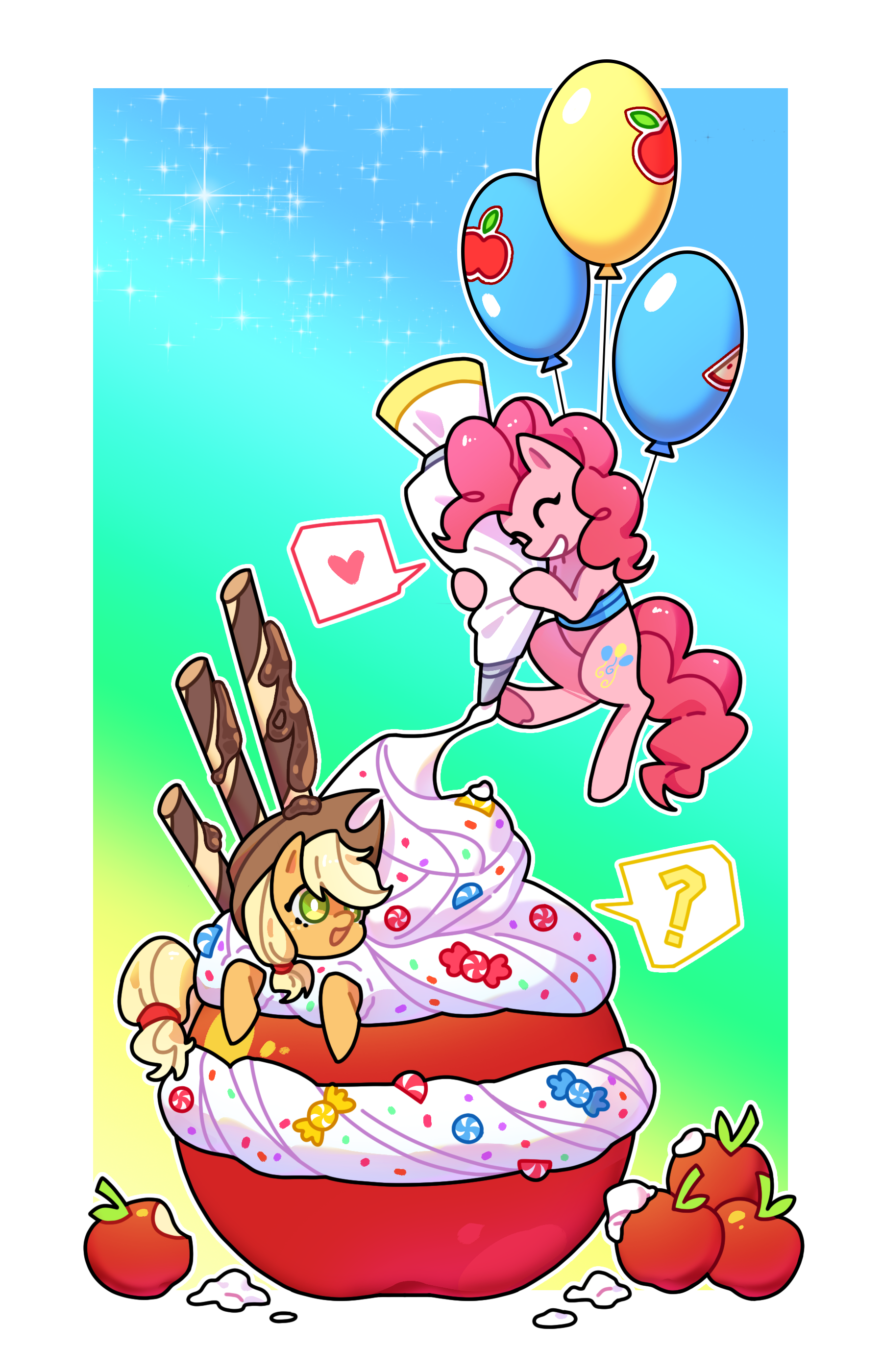 #3352445 - safe, artist:shedu256, applejack, pinkie pie, earth pony ...