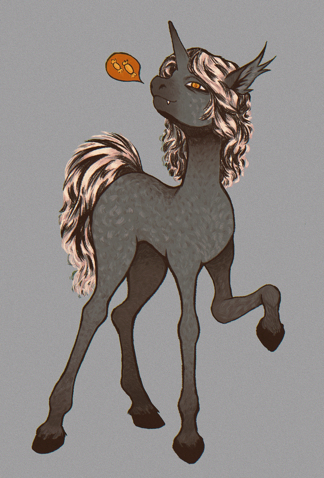 #3336910 - safe, artist:kawwoonomad, oc, oc only, pony, unicorn, gray background, gray coat ...