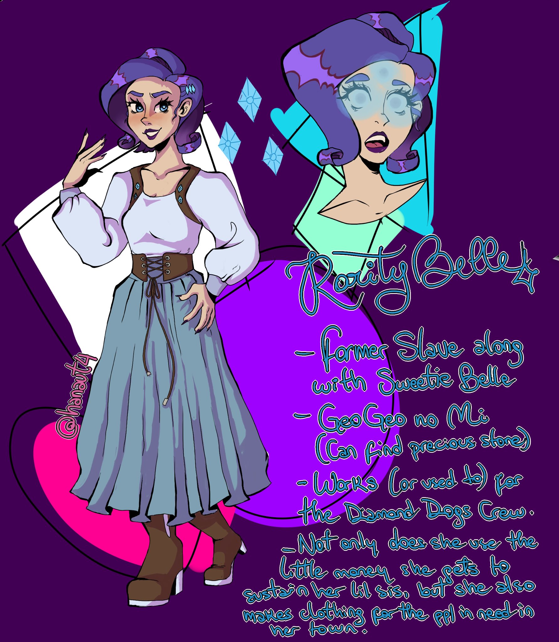 #3363018 - safe, artist:hanaut4, rarity, human, g4, alternate universe, crossover, cutie mark ...