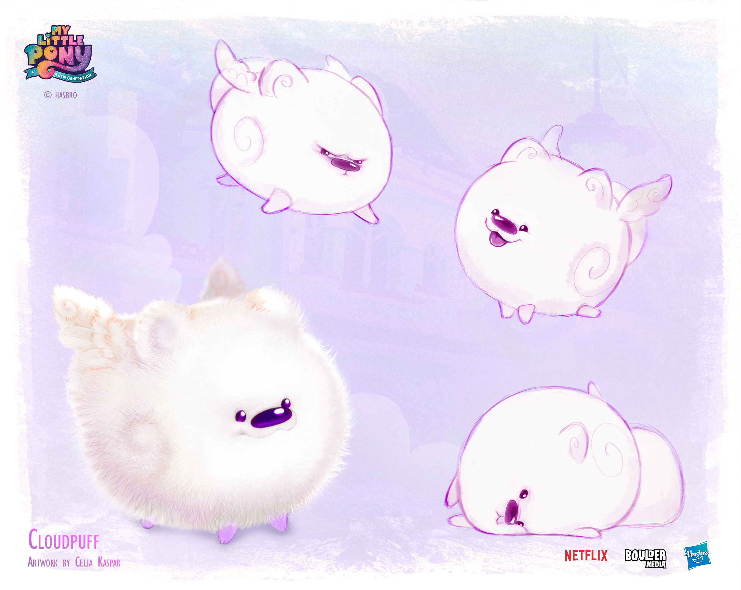 #3364750 - safe, artist:celia kaspar, cloudpuff, dog, flying pomeranian ...