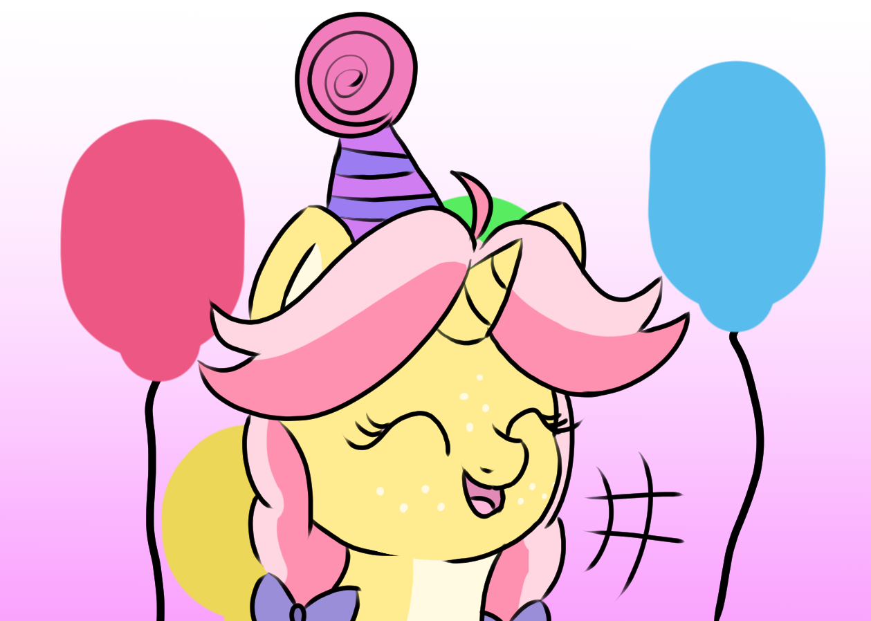 #3365944 - safe, artist:craftycirclepony, oc, oc only, oc:crafty circles, unicorn, balloon, bust ...