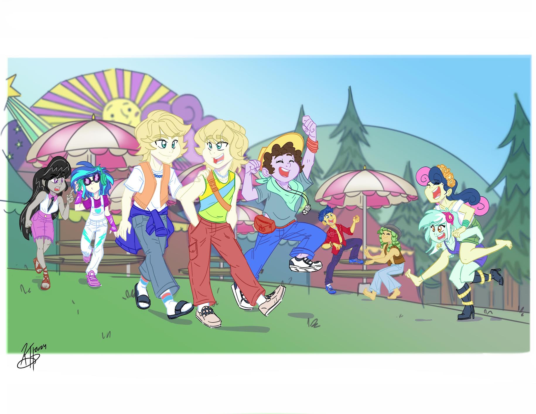 #3367380 - safe, artist:katrina hadley, bon bon, dj pon-3, flash sentry ...