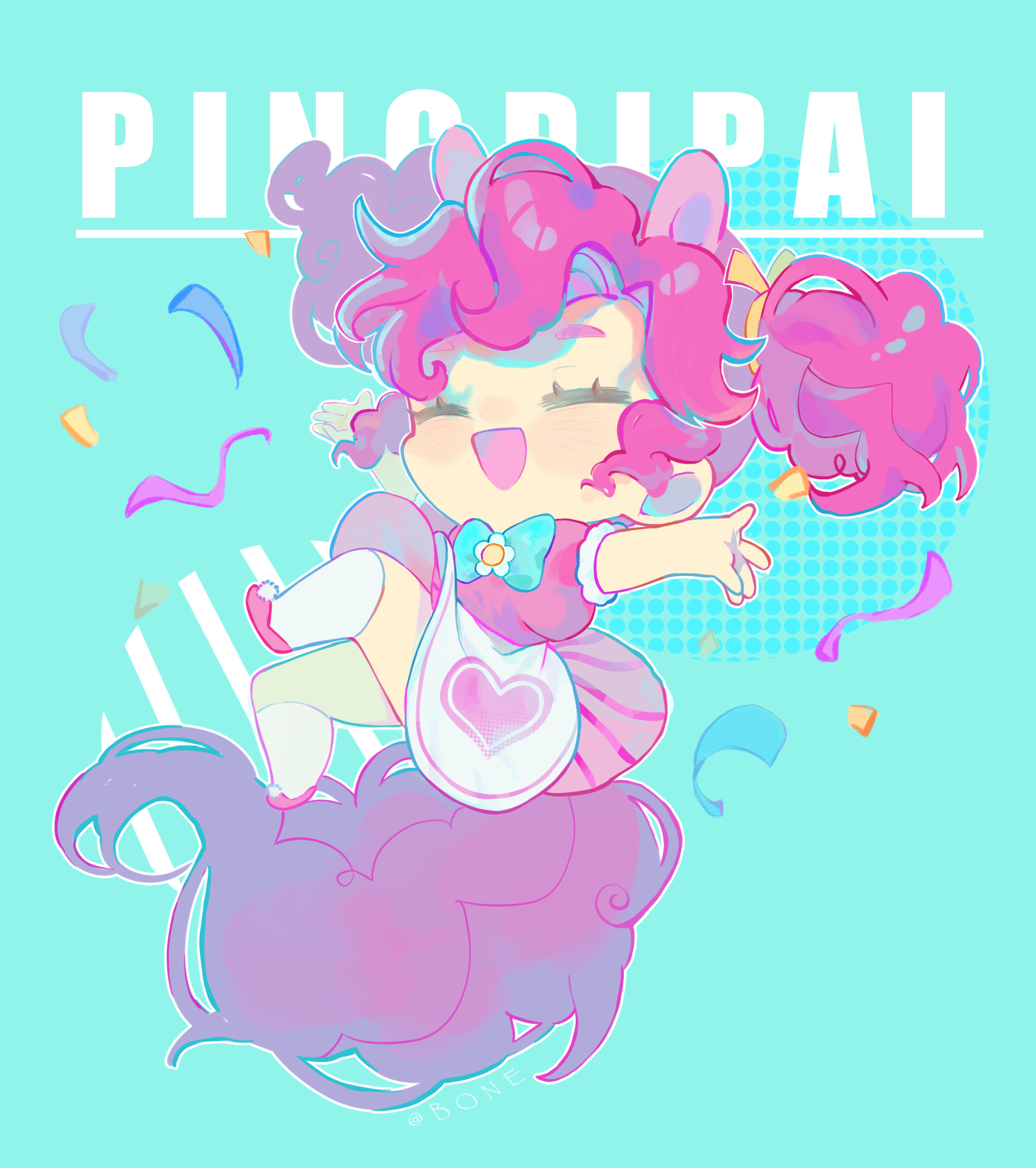 #3355783 - safe, artist:不可食用骨, pinkie pie, human, g4, blue background ...