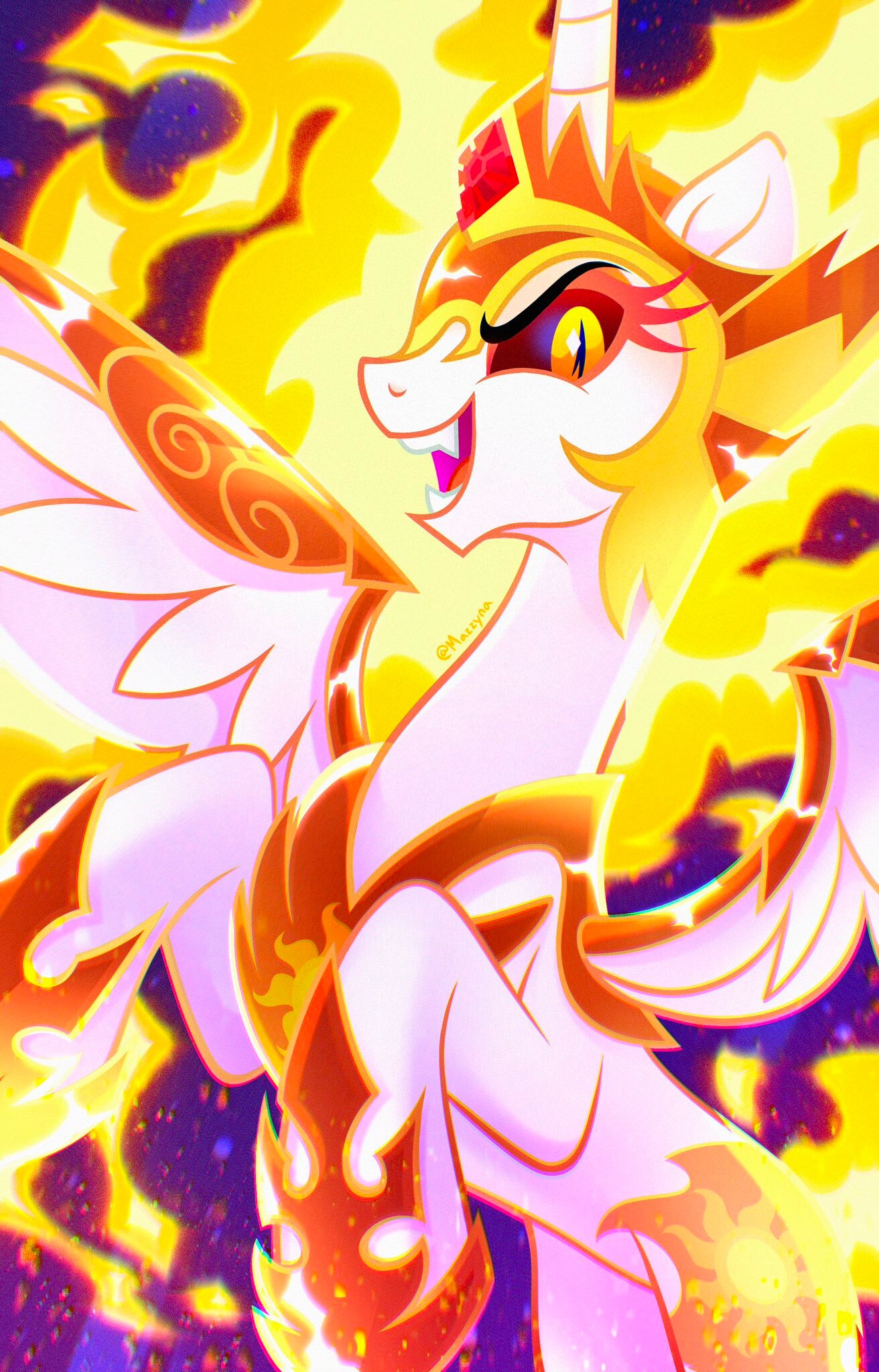 #3368827 - safe, artist:mazzyna, daybreaker, alicorn, pony, a royal ...