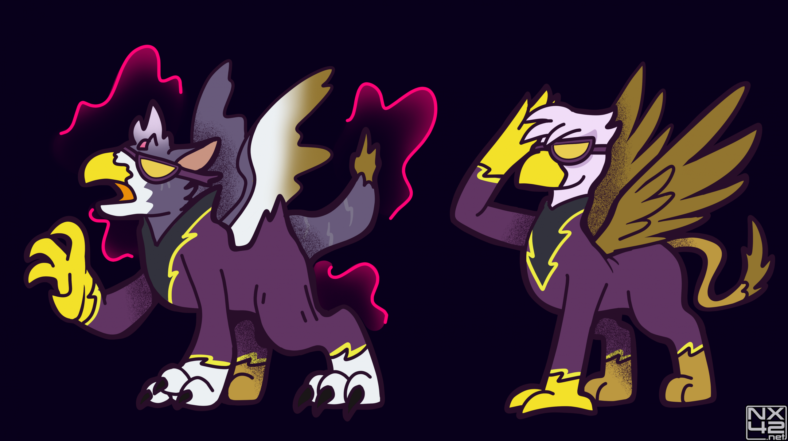 #3372155 - safe, artist:immelmann, gilda, oc, griffon, black background ...