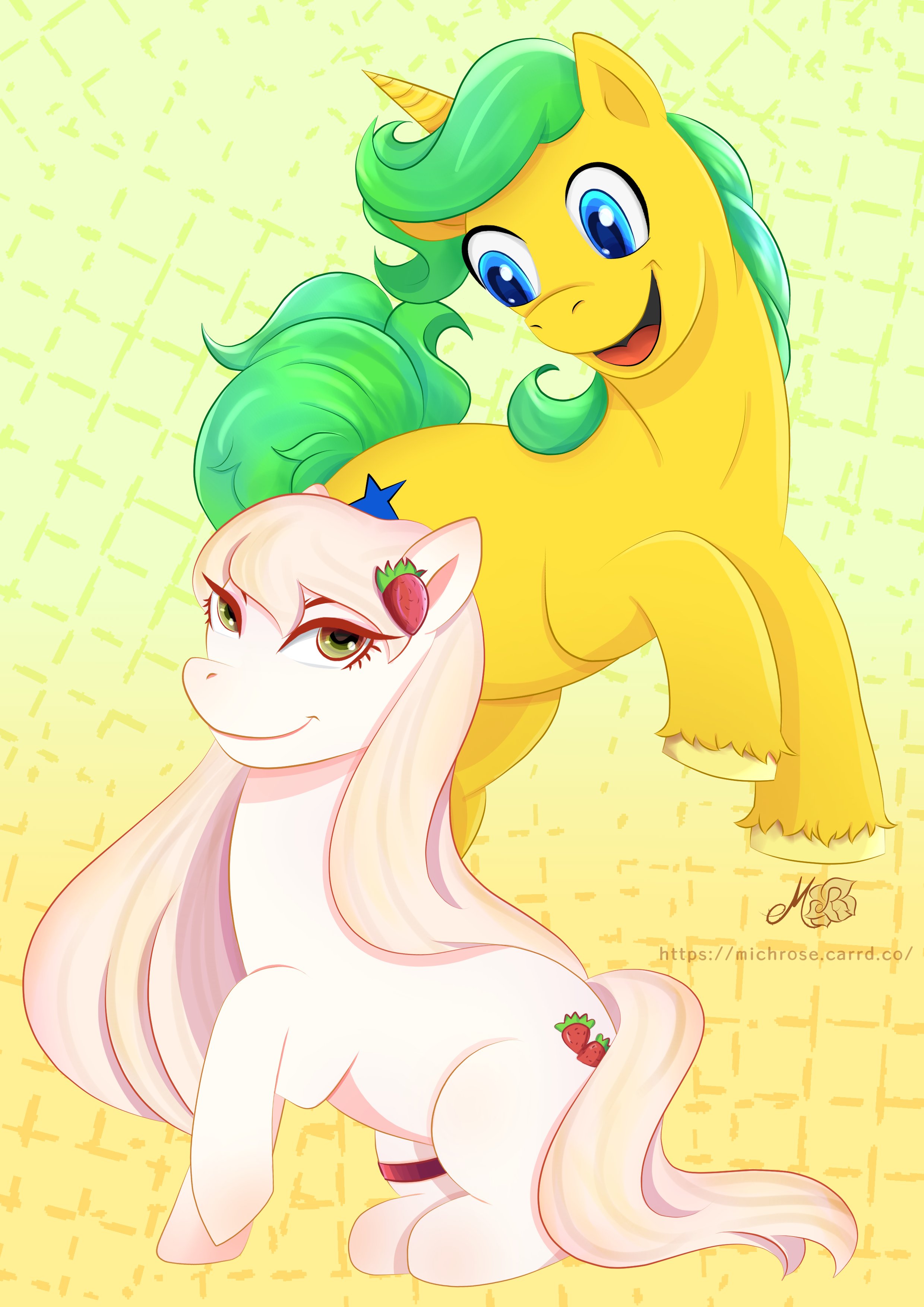 #3359554 - safe, artist:michroseart, oc, oc only, earth pony, pony, unicorn, abstract background ...