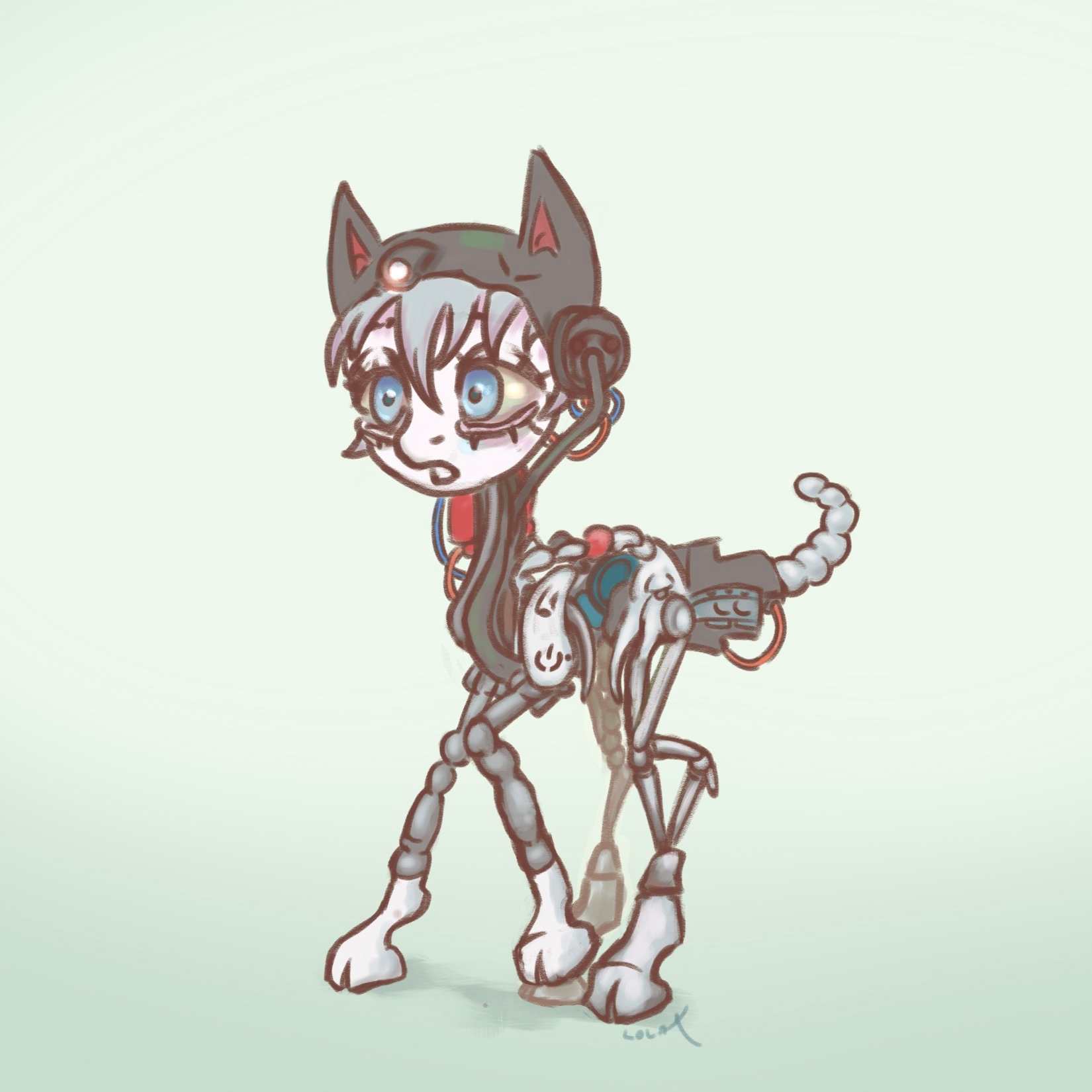 #3383326 - safe, artist:tuskonline, pony, robot, robot pony, blue eyes ...