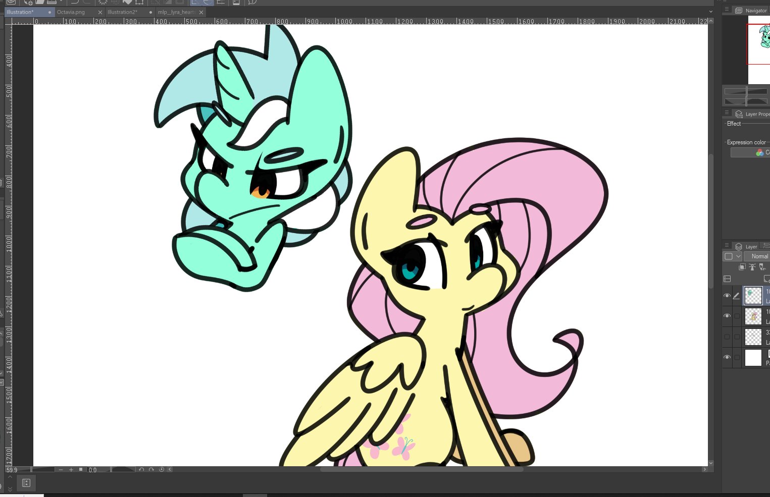 #3383630 - safe, artist:kindakismet, fluttershy, lyra heartstrings, pegasus, pony, unicorn, g4 ...