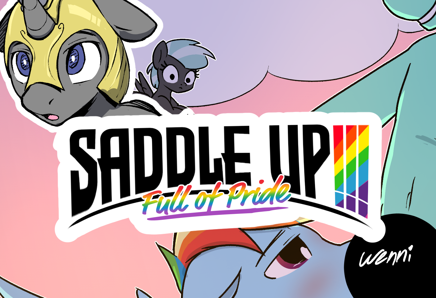 #3384295 - questionable, artist:wenni, lightning dust, rainbow dash, saddle up 3: full of pride ...