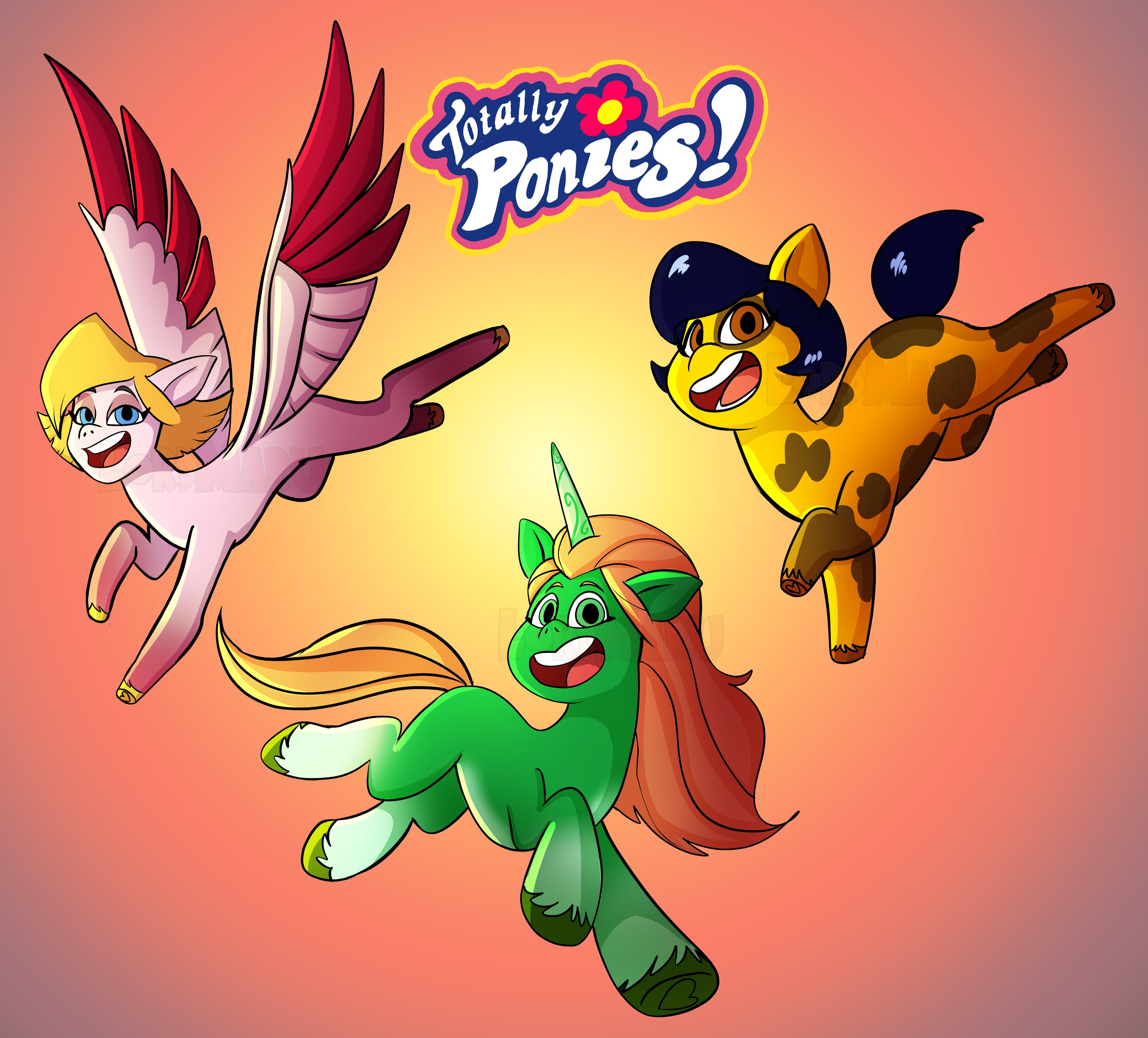 #3385186 - safe, artist:lordmarukio, earth pony, pegasus, pony, unicorn ...