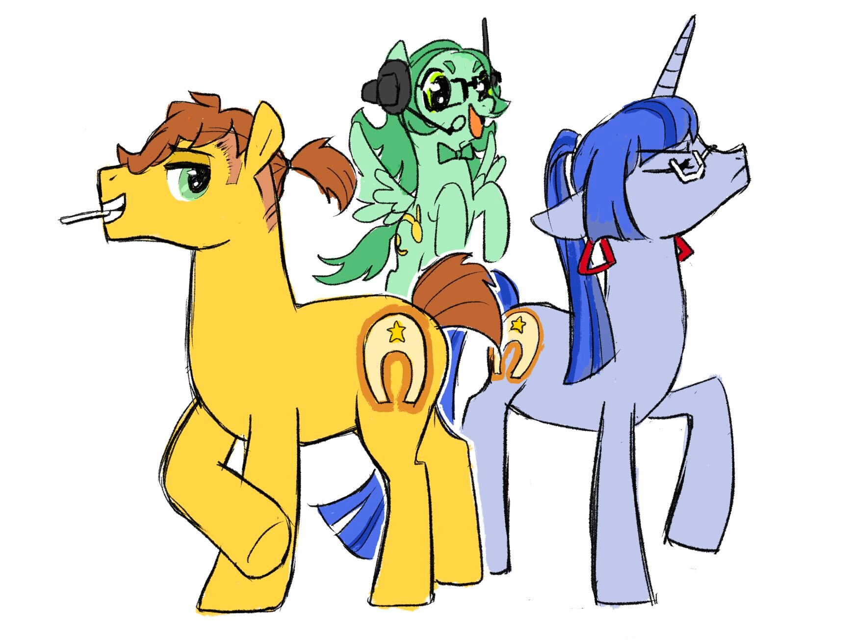 #3375746 - safe, artist:muta_a, earth pony, pegasus, unicorn, anime ...