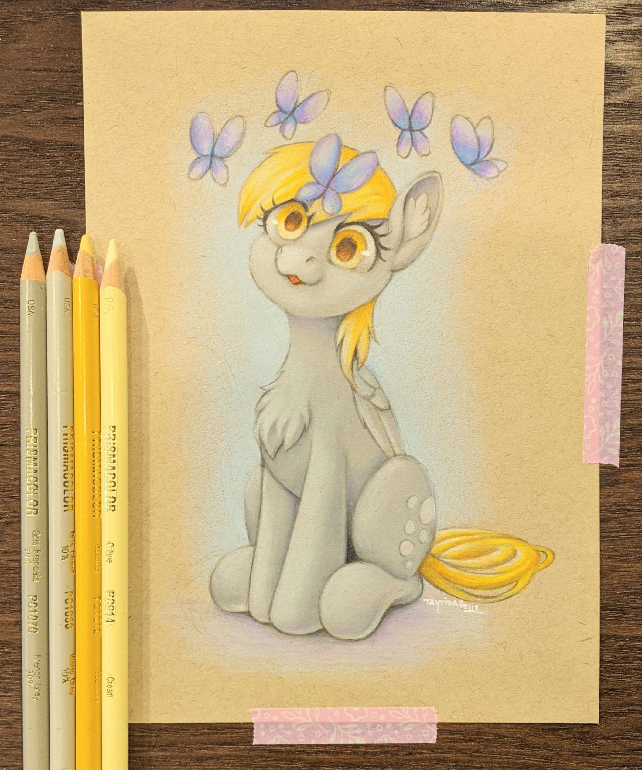 #3387113 - safe, artist:taytinabelle, derpy hooves, butterfly, pegasus ...