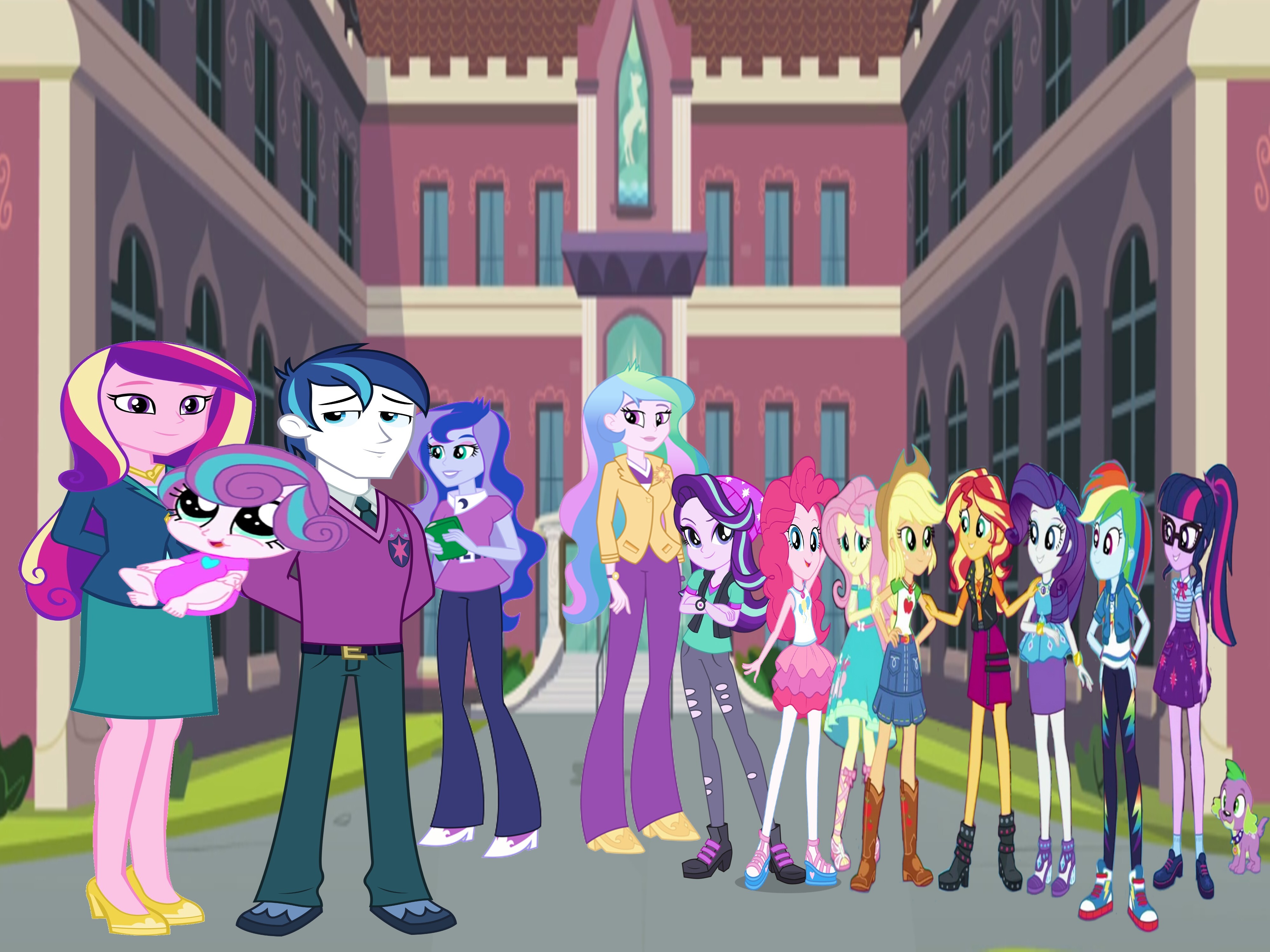 #3391548 - safe, artist:awesomegamedude10, applejack, dean cadance, fluttershy, pinkie pie ...